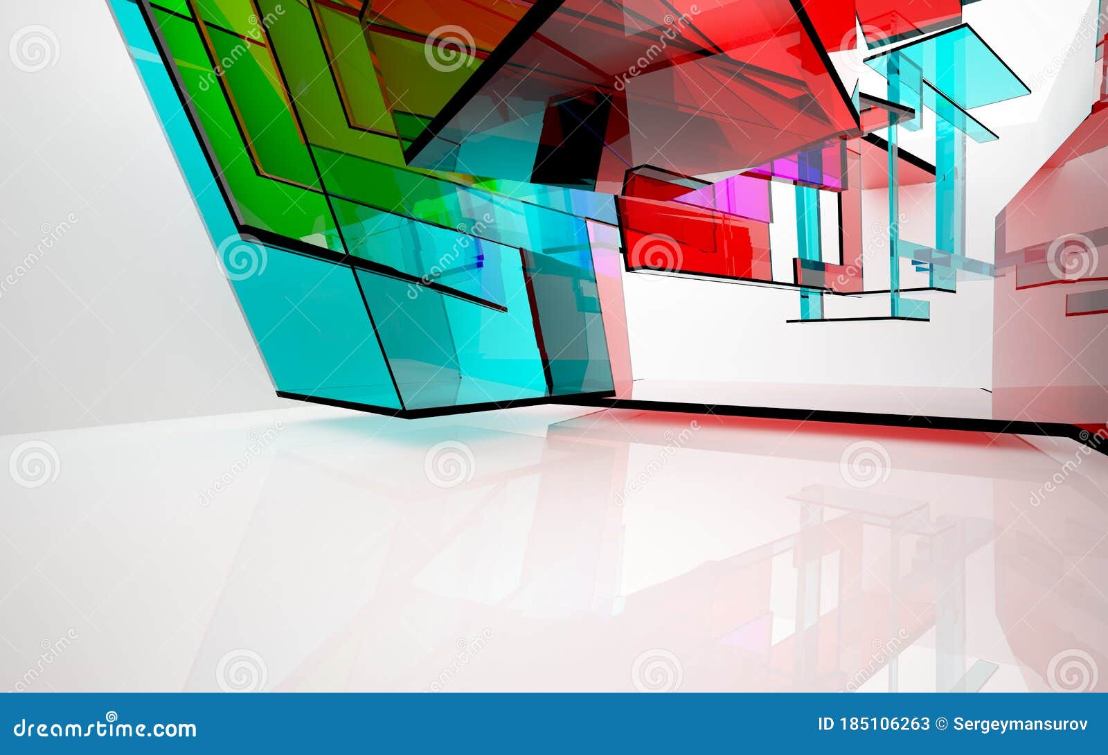 Abstract Smooth Architectural White Interior with Color Gradient of a ...