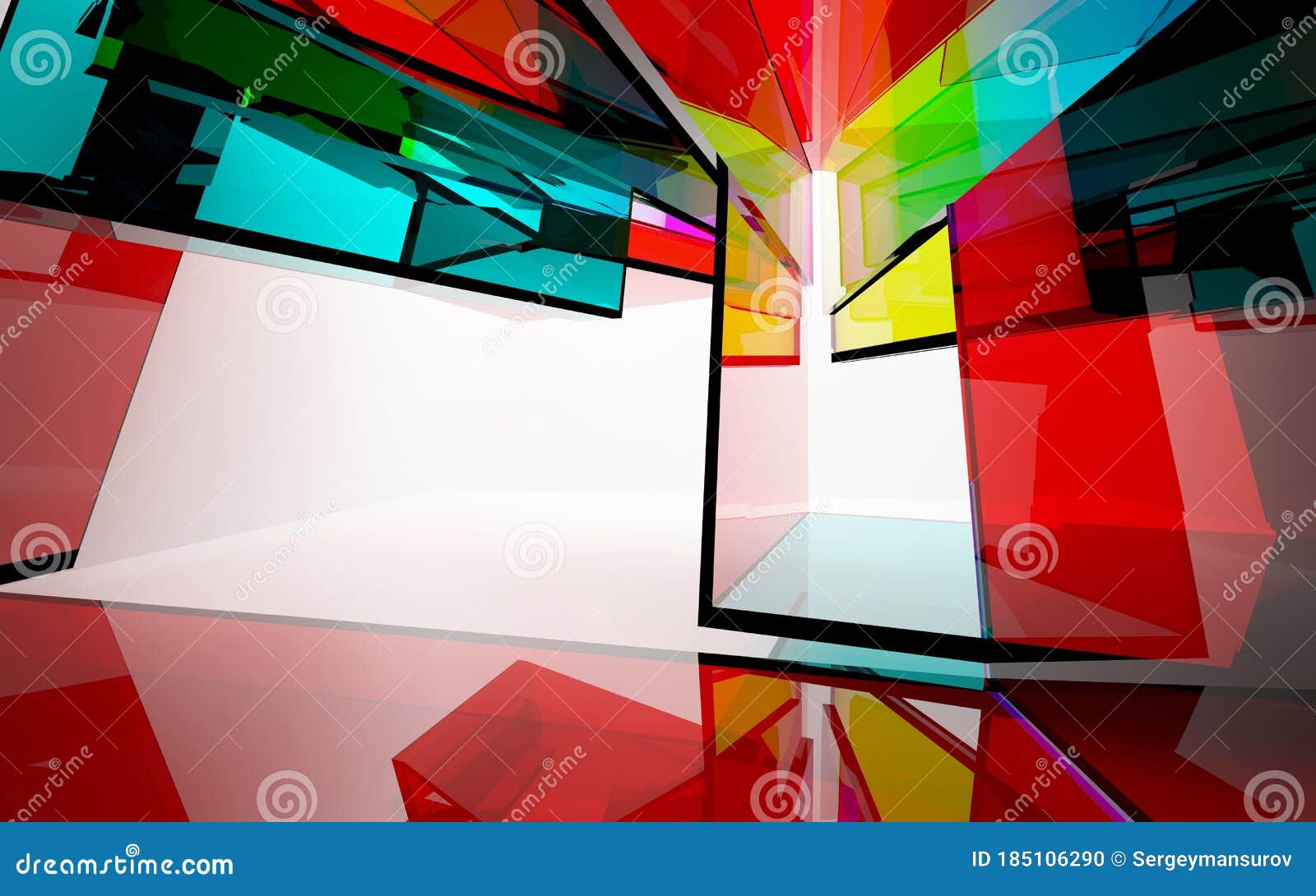 Abstract Smooth Architectural White Interior with Color Gradient of a ...