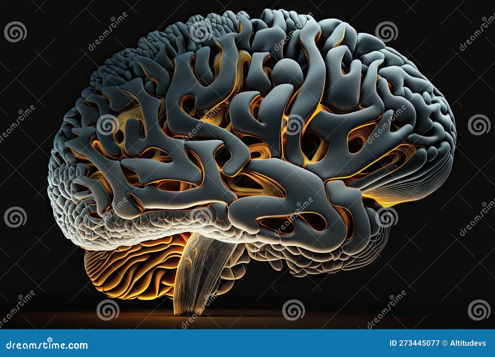 Abstract Smooth Brain on Black Background Art of Brain Stock ...