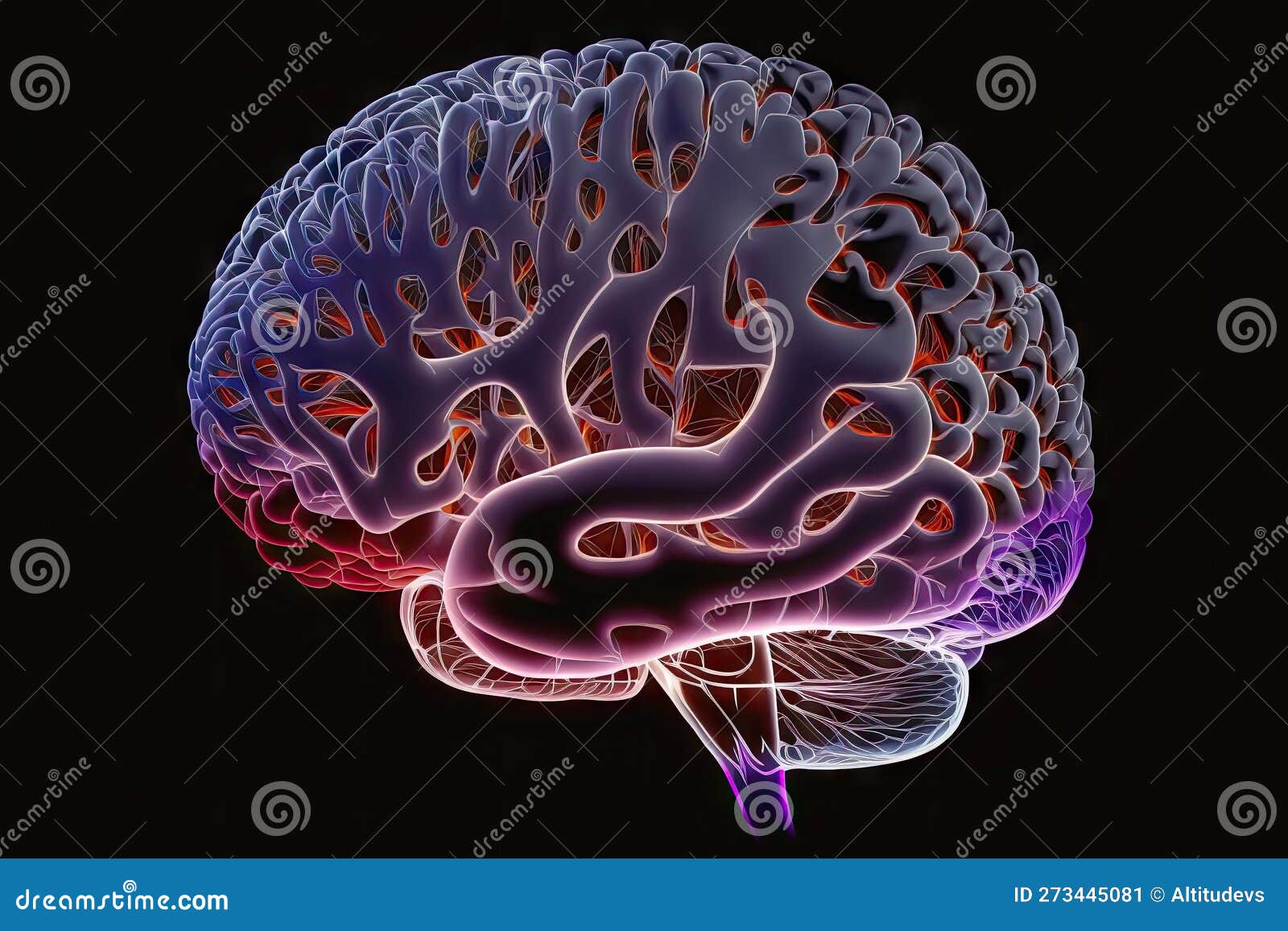 Abstract Smooth Brain on Black Background Art of Brain Stock ...