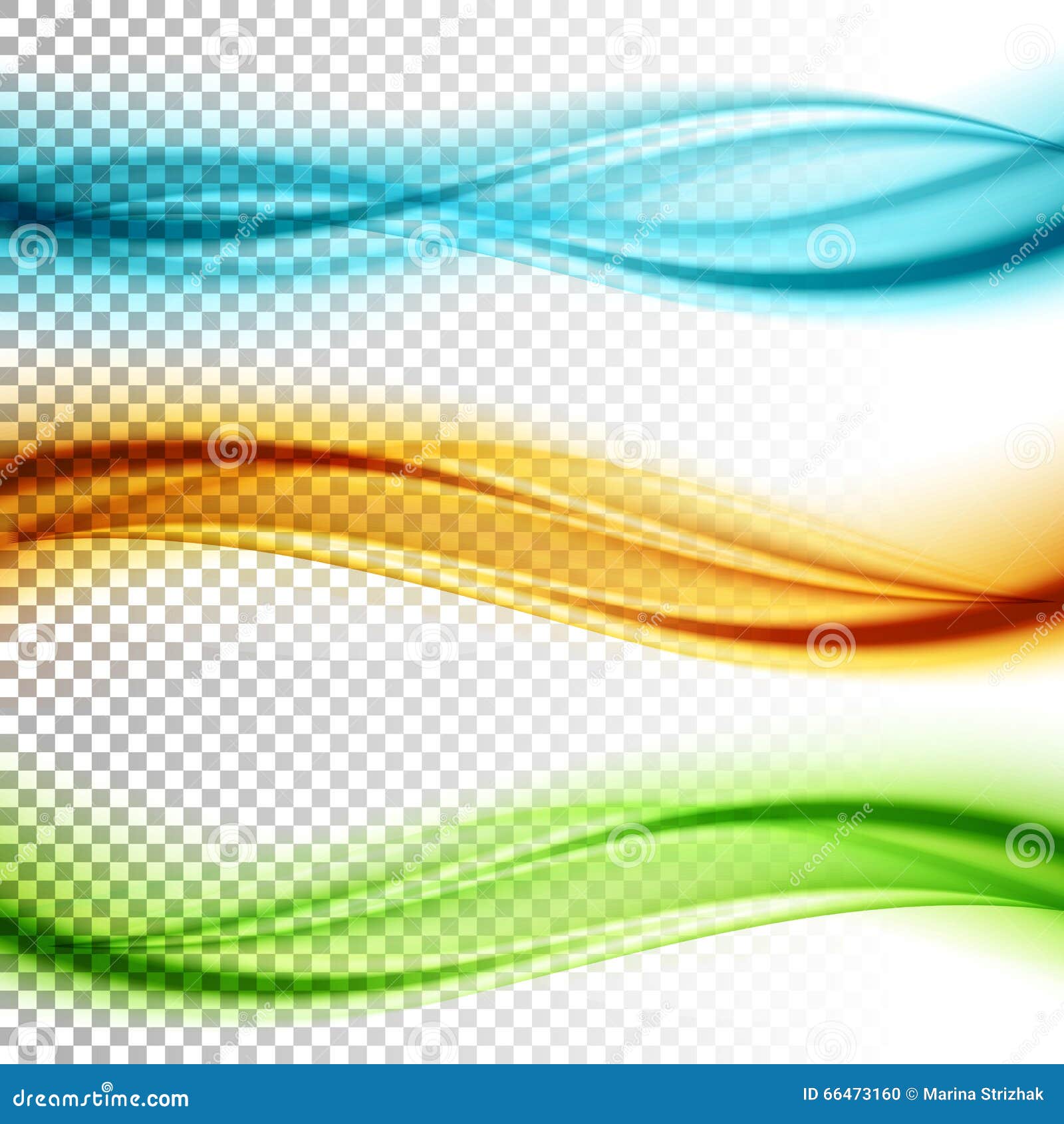 Abstract Smooth Color Wave Vector Set on Transparent Background. Stock ...