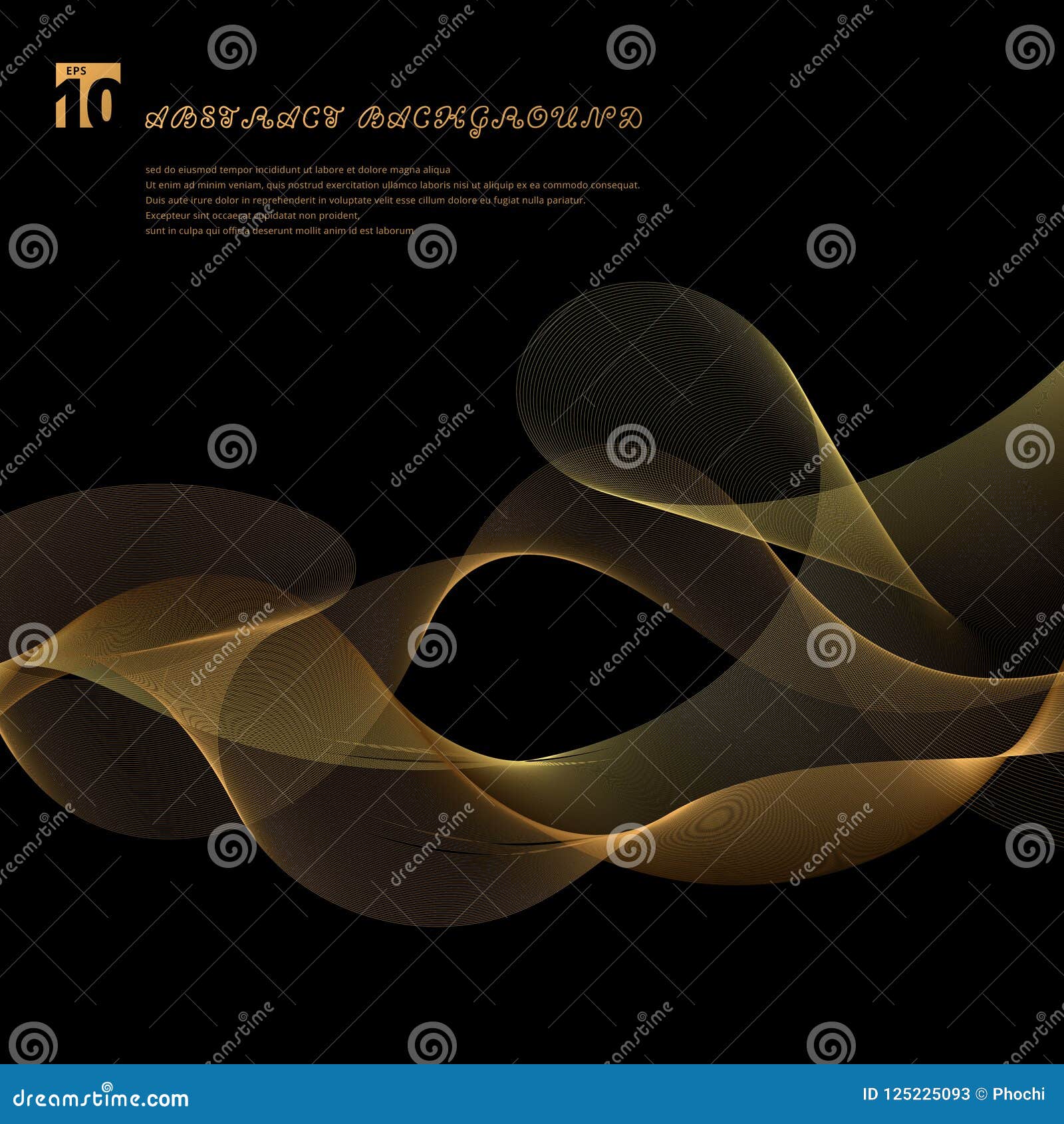 Abstract Smooth Gold Color Wave Lines Motion Pattern. Stock Vector ...