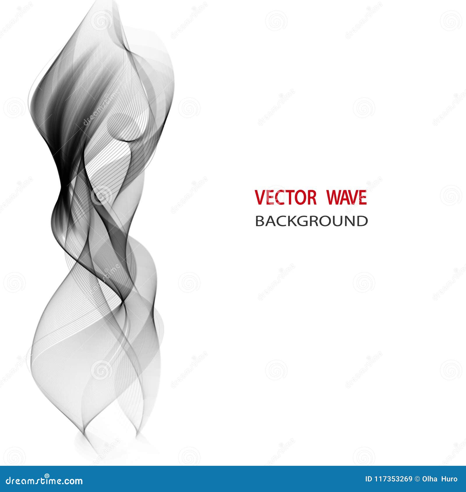 Abstract Smooth Gray Wave Vector. Curve Flow Grey Motion Illustration ...