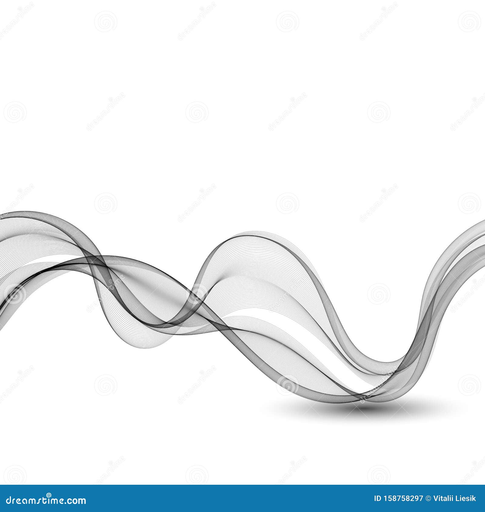 Abstract Smooth Gray Wave Vector. Curve Flow Grey Motion Illustration ...