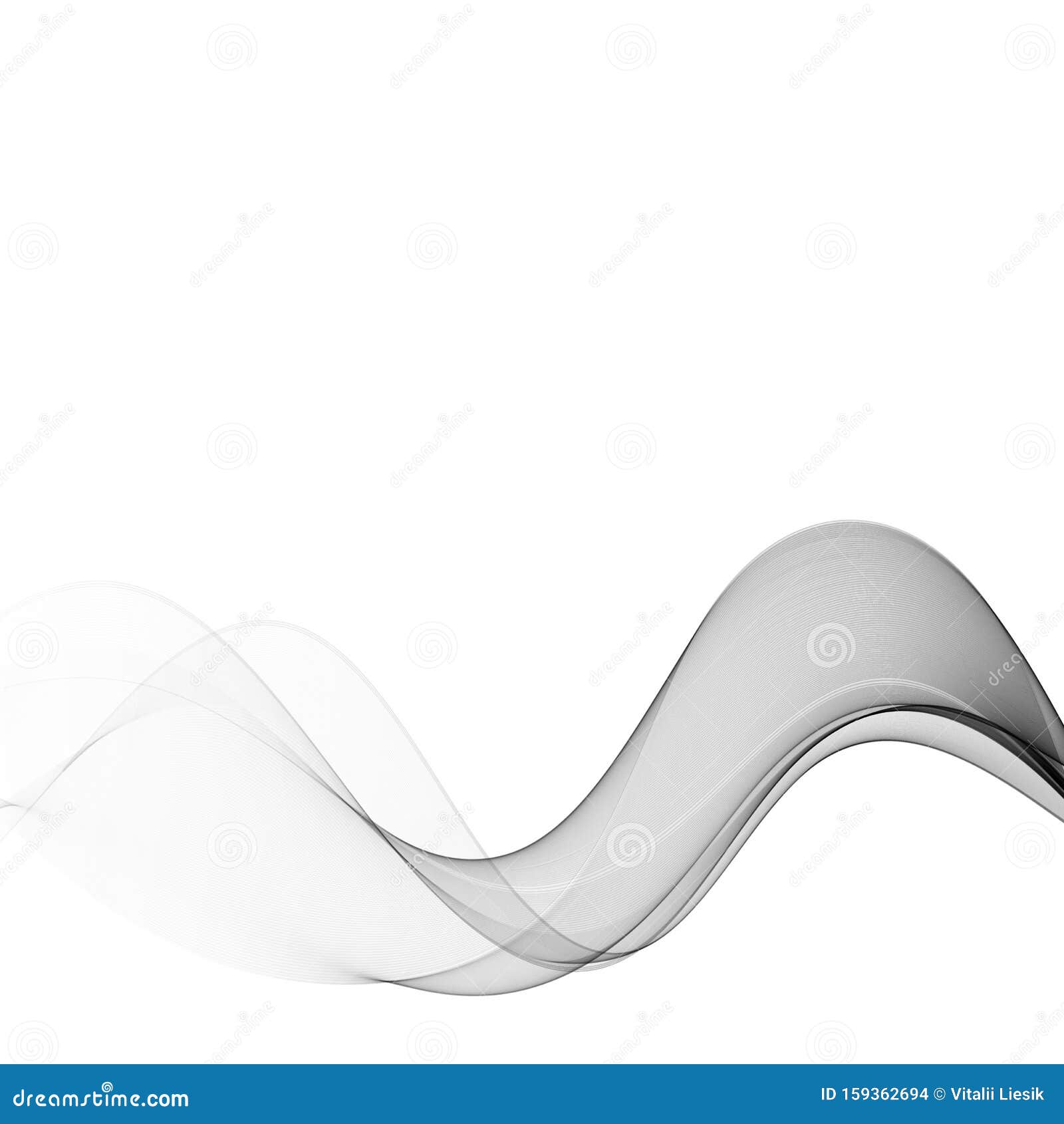 Abstract Smooth Gray Wave Vector. Curve Flow Grey Motion Illustration ...