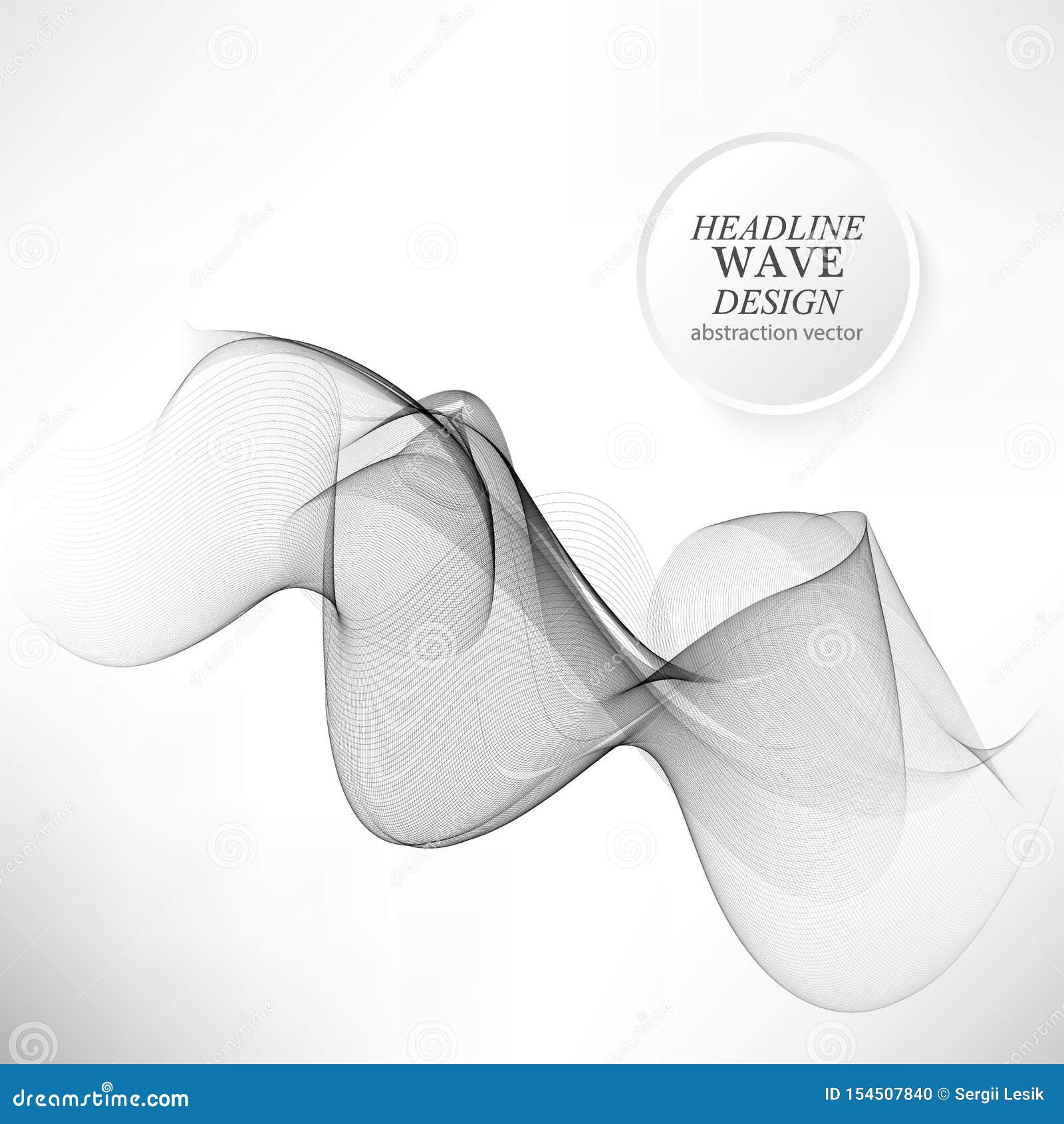 Abstract Smooth Gray Wave Vector. Curve Flow Grey Motion Illustration ...