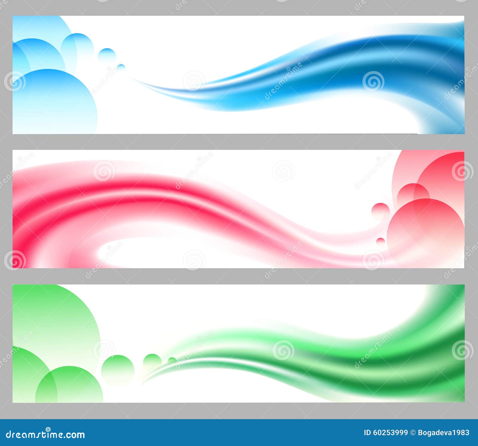 Abstract Smooth Wavy Headers or Banners Set Stock Vector - Illustration ...