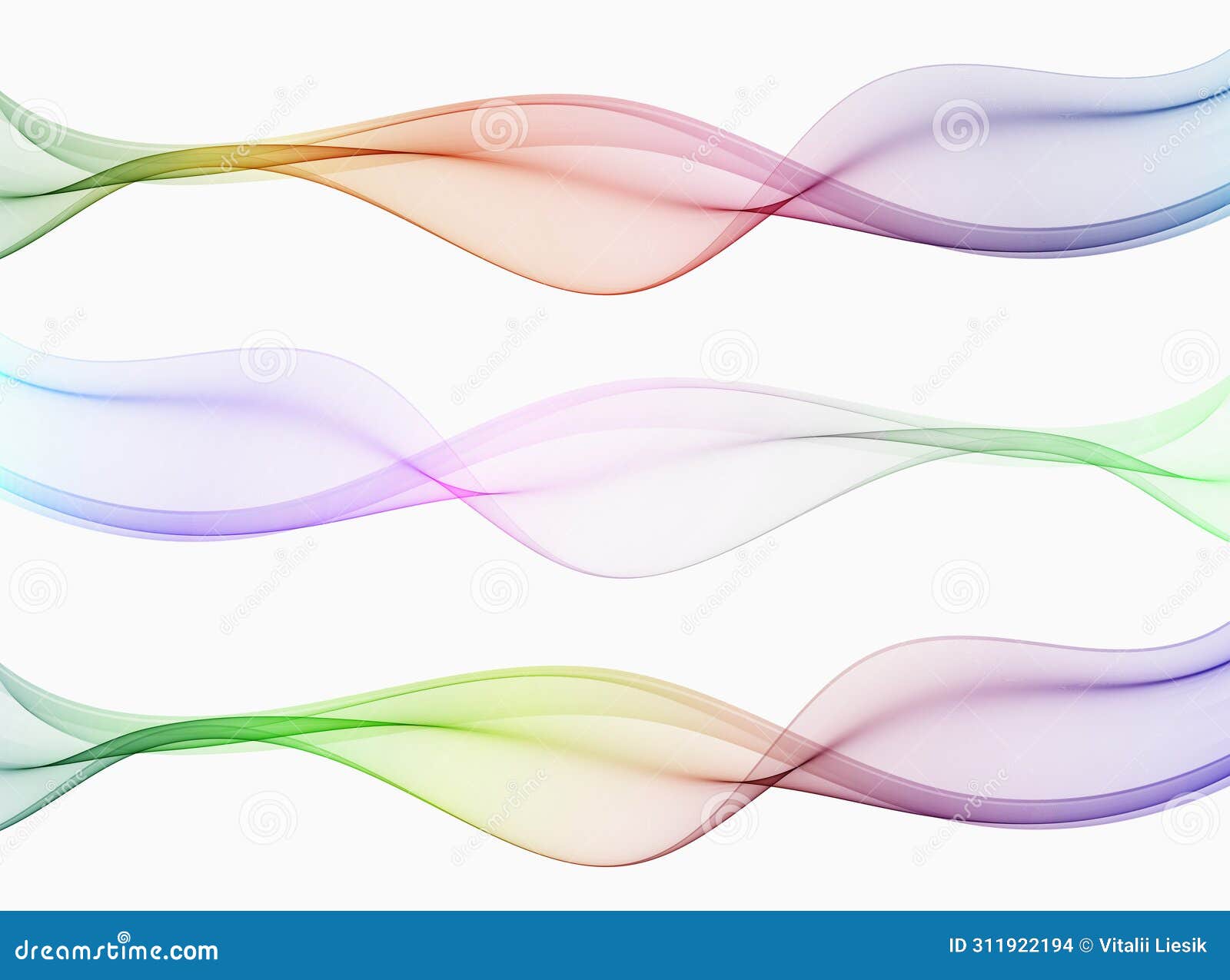 Abstract Smooth Web Wave, Light Speed Transparent Border Set, Modern ...