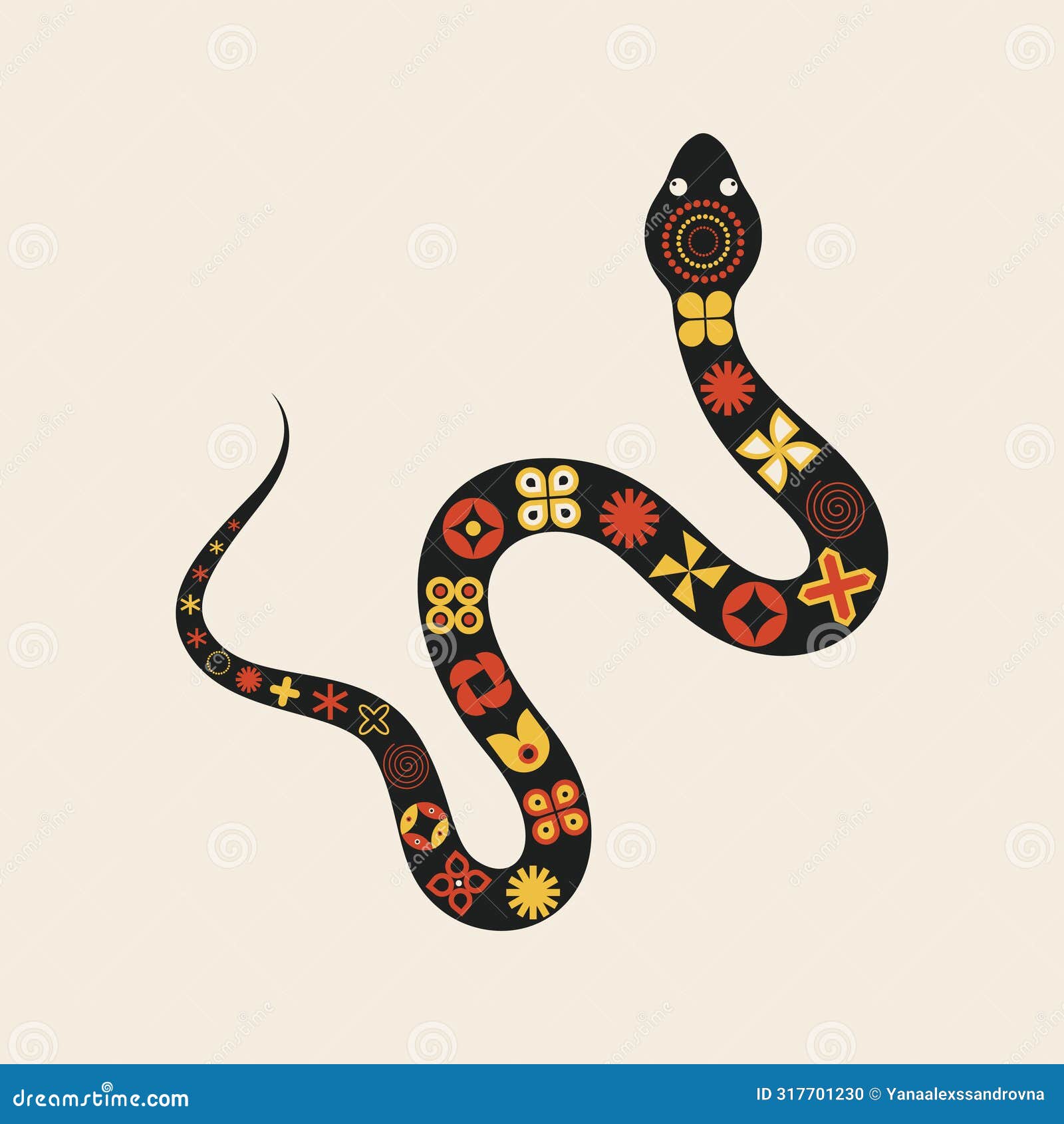 Abstract Snake with Colored Geometric Pattern. Vector Illustration ...