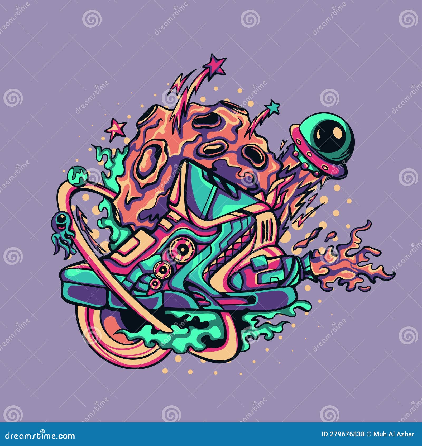 Abstract Sneaker Moon Design Stock Illustration - Illustration of shoe ...