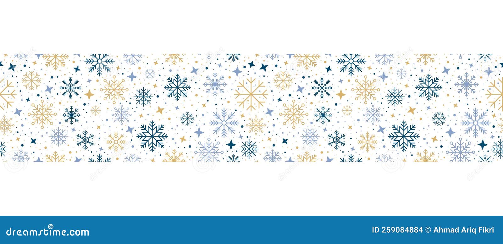 Abstract Snowflake Seamless Border. Snowflakes Seamless Pattern ...