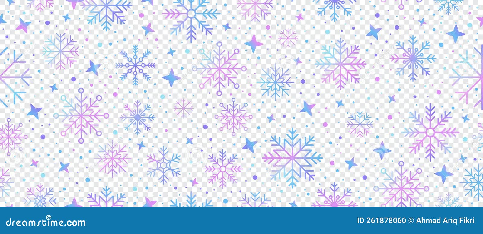 Abstract Snowflake Seamless Border. Snowflakes Seamless Pattern ...
