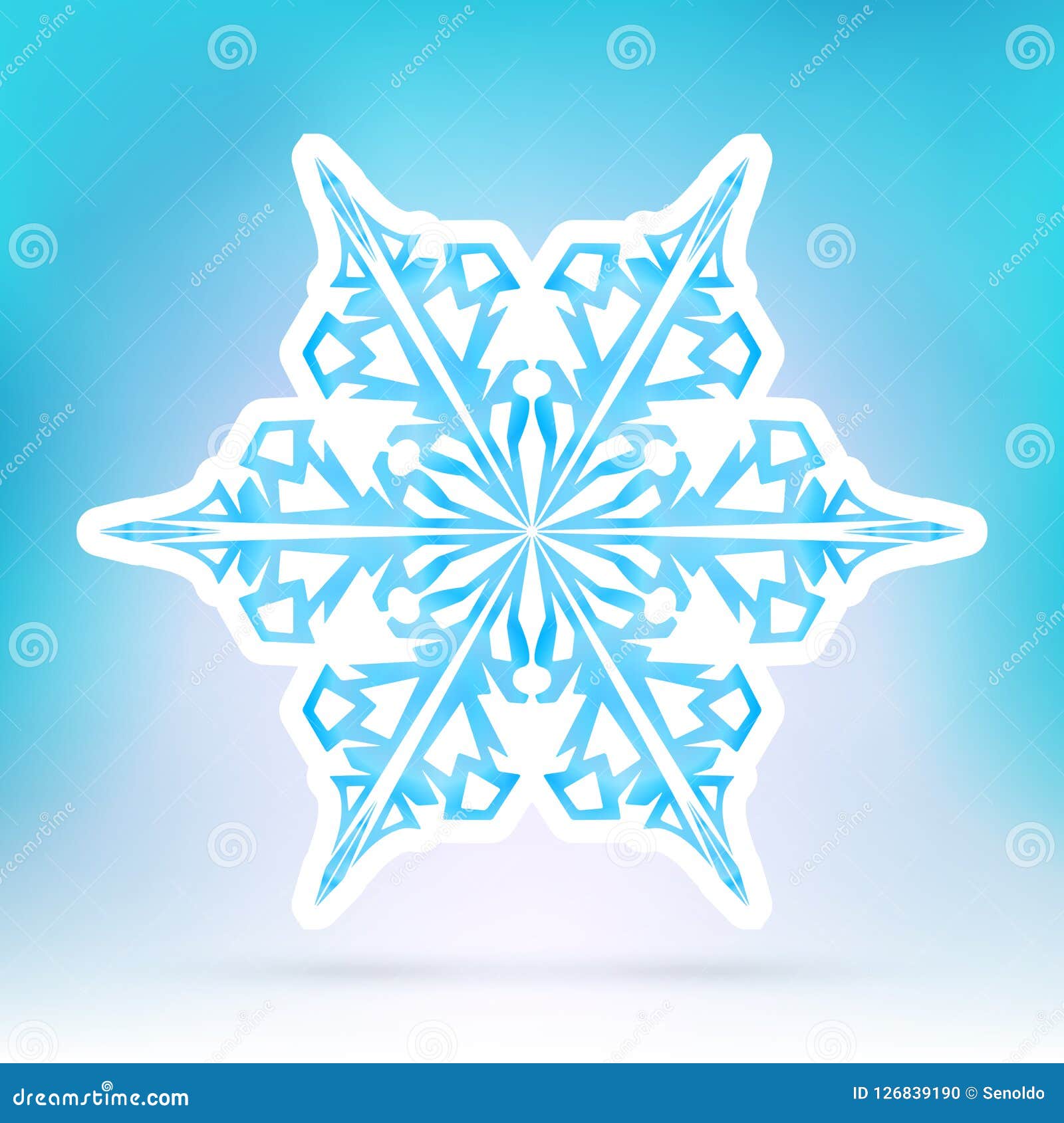 Snowflake Symbol / Icon with Blue Background and White Border Stock ...