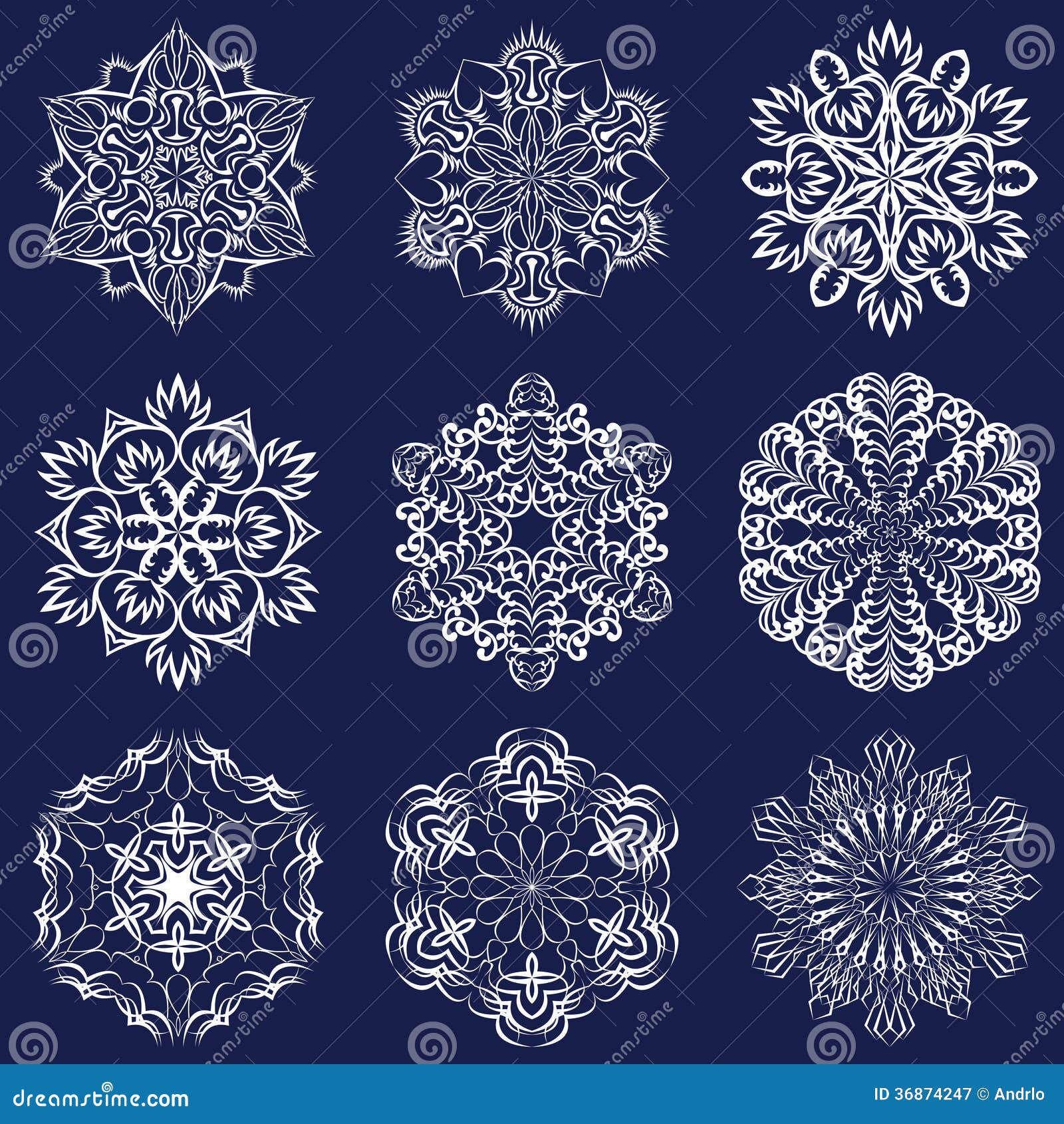 Abstract snowflakes set stock vector. Illustration of white - 36874247