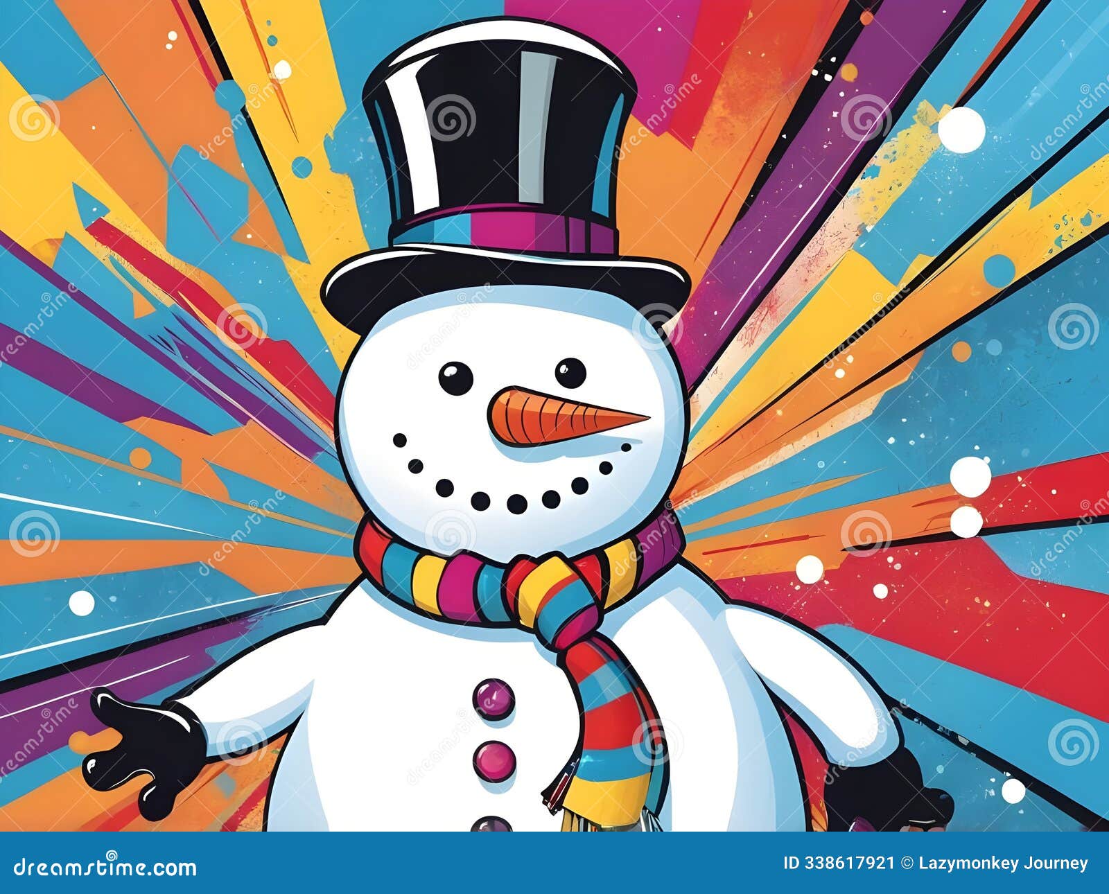 Abstract Snowman Pop Art Retro. Comic Book Style Illustration Stock ...