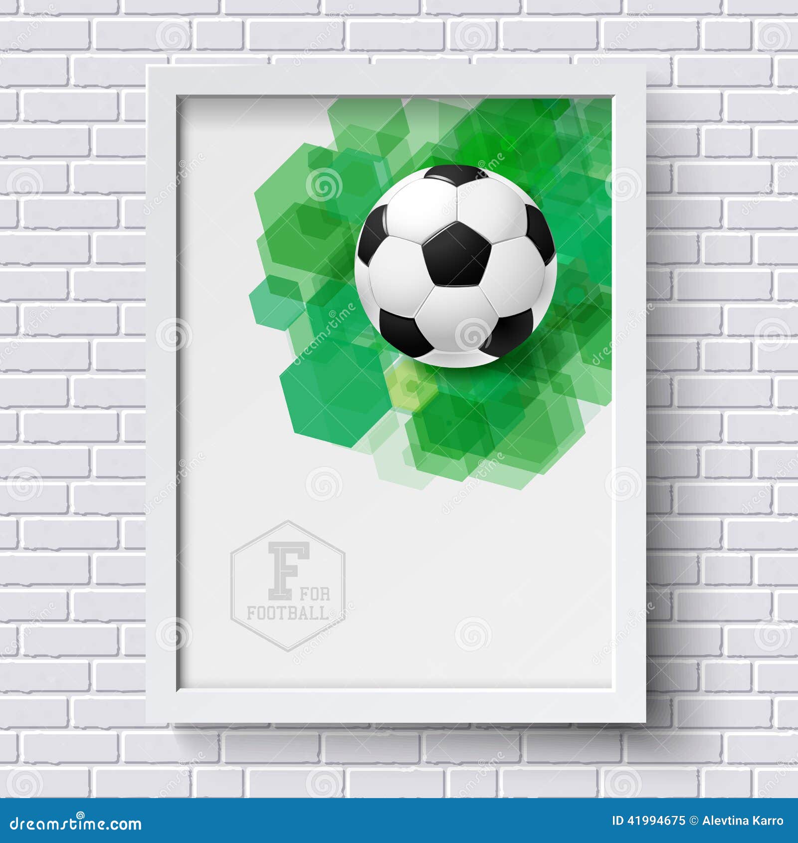 Abstract Soccer Poster. Image Frame on White Brick Wall with Foo Stock ...