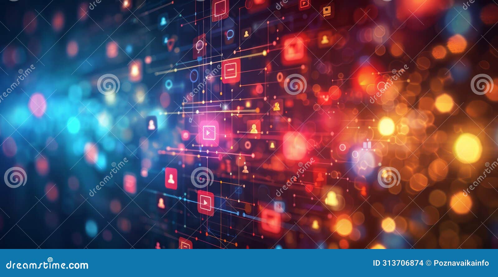 Abstract Social Media Background with Trending Topic and Digital ...