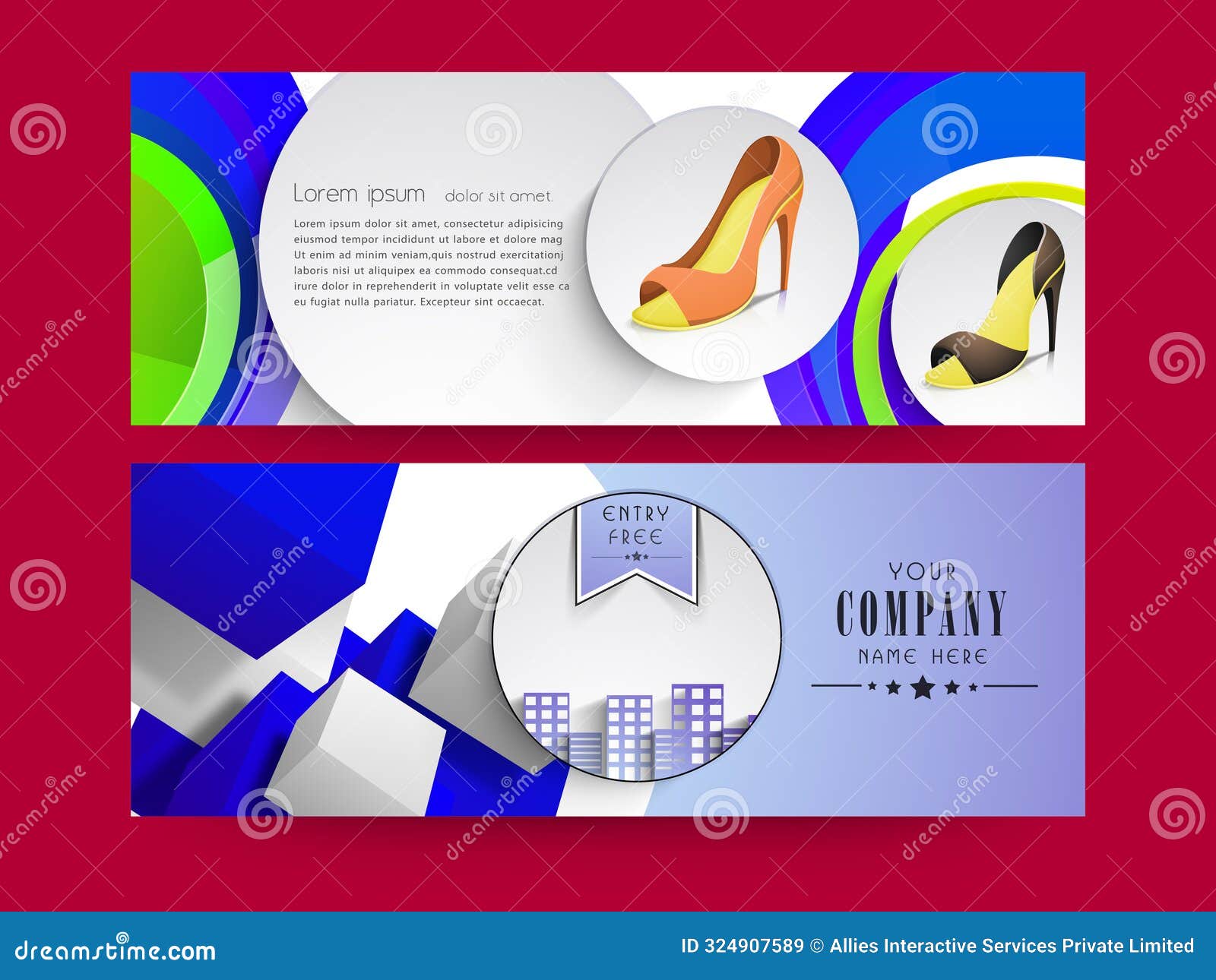 Abstract Social Media Banner or Header Design Set with High Heels Image ...