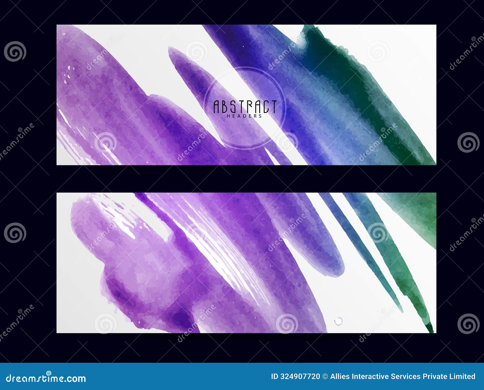 Abstract Social Media Banner or Header Set with Paint Brush Stock ...