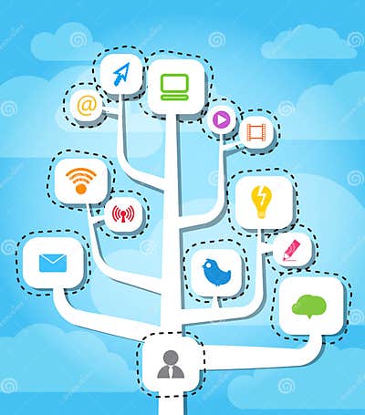 Abstract social media tree stock vector. Illustration of group - 24443307