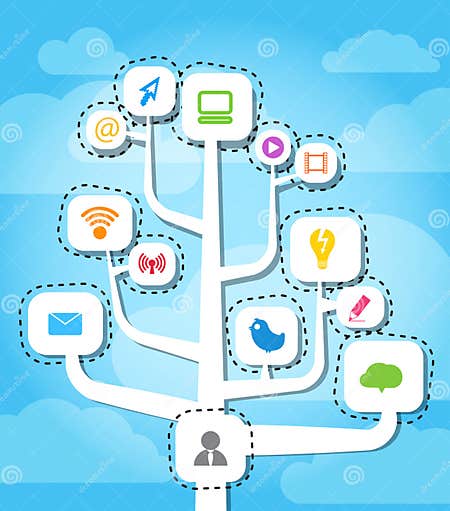 Abstract social media tree stock vector. Illustration of group - 24443307
