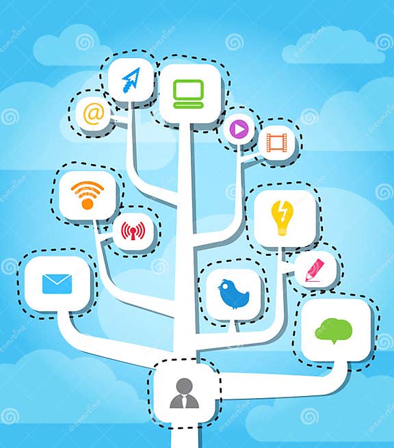Abstract social media tree stock vector. Illustration of group - 24443307