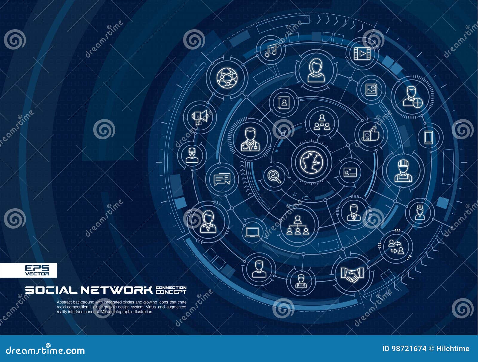 Abstract Social Network Background. Digital Connect System with ...