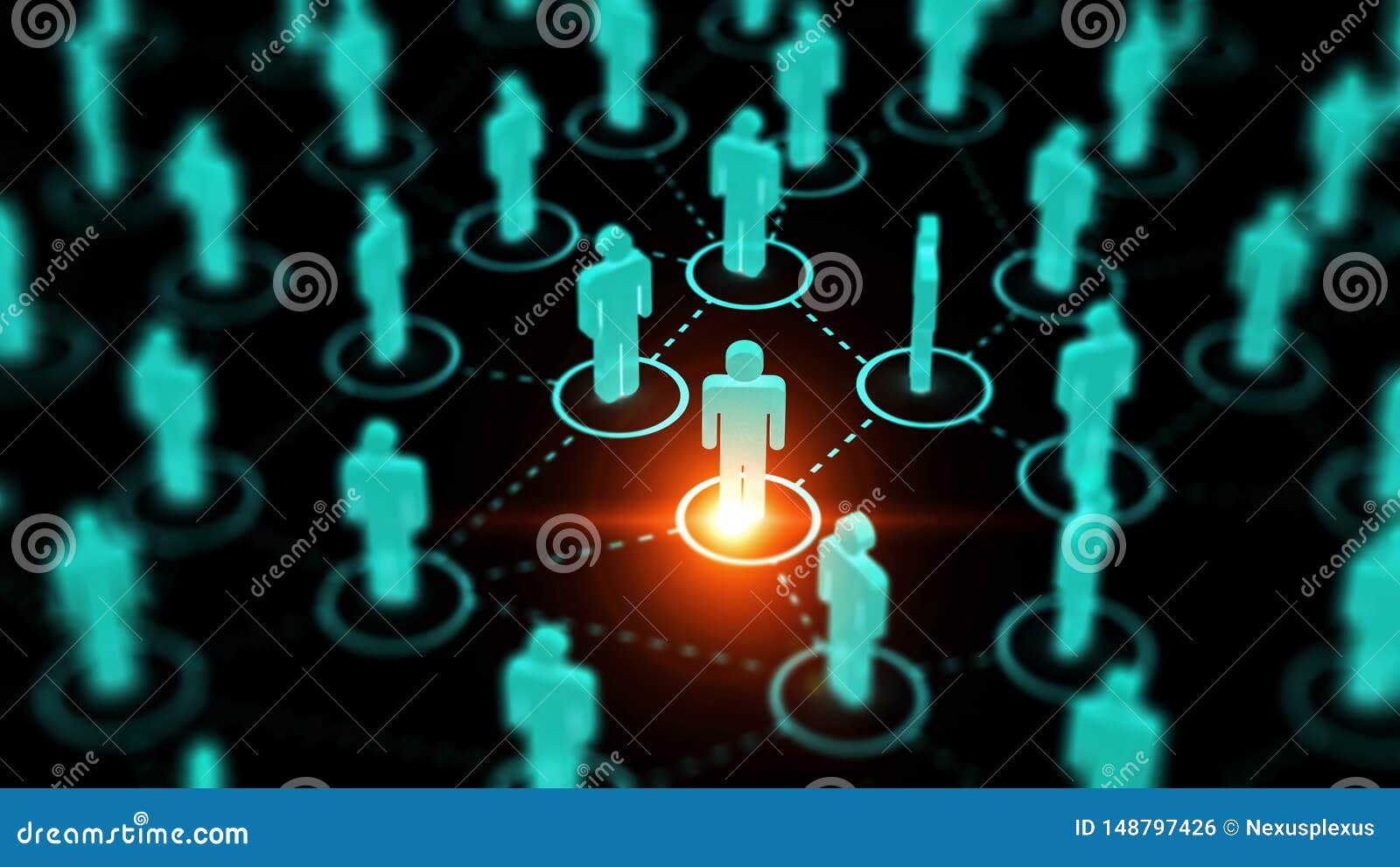 Abstract Social Network Concept, Connecting Human Figures. Stock ...