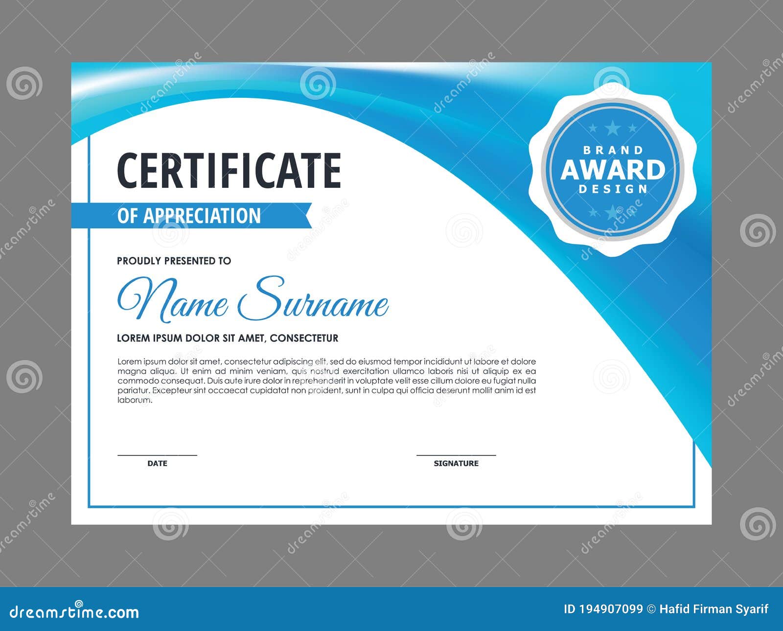 Abstract Soft Blue Curvy Mesh Gradient Certificate Design Stock Vector ...