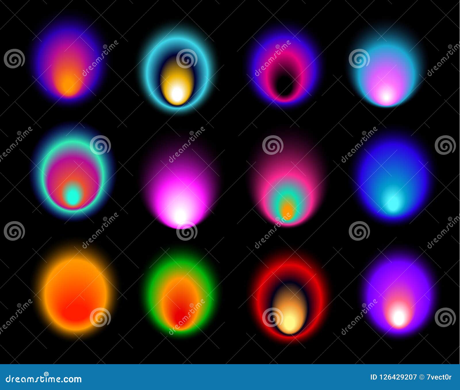 Abstract Soft Gradient Colored Blurry Circles Round Shapes Over Black ...