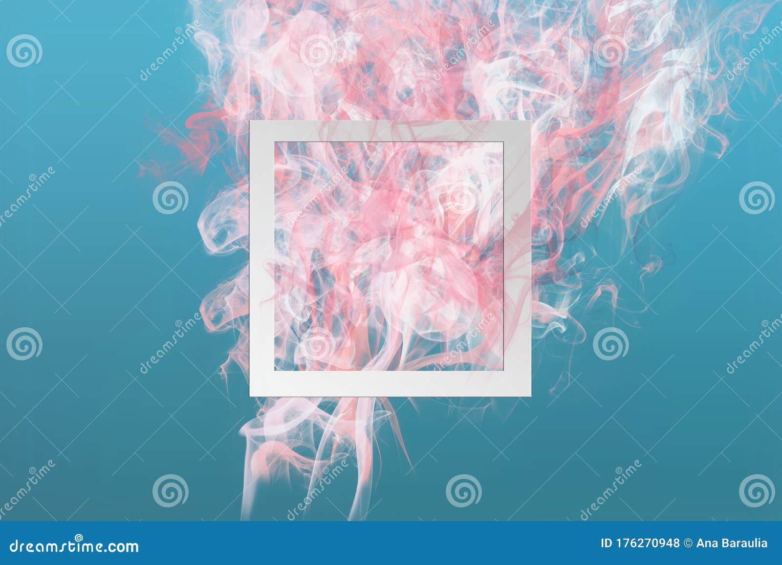 Abstract Soft Pink Color Paint Smoke Explosion with Square Frame on ...