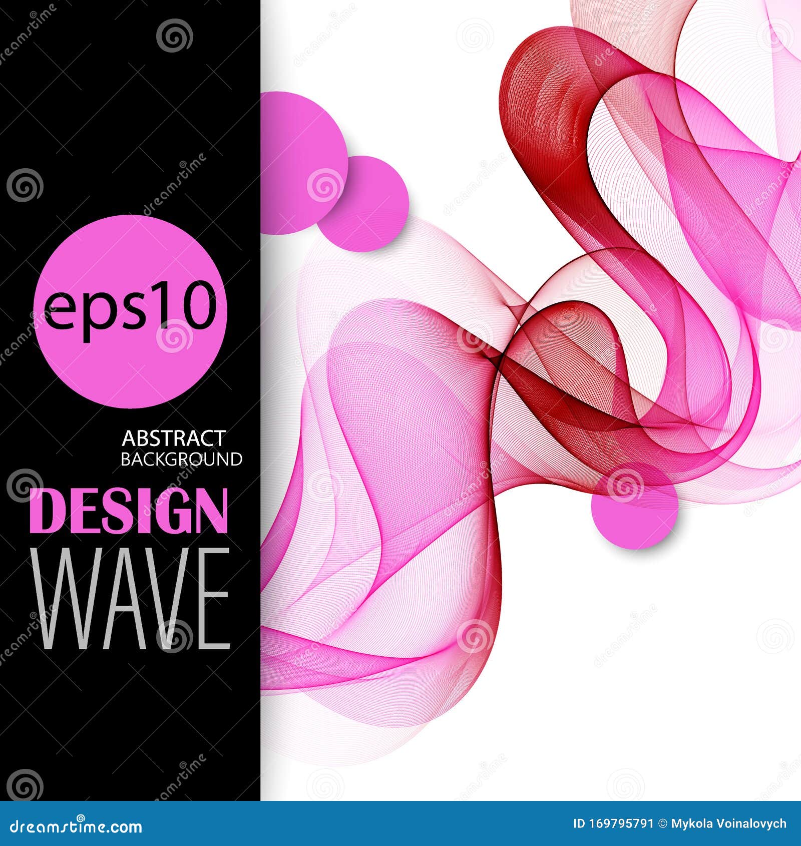 Abstract Soft Smooth Design Template with Pink Wavy Lines in Elegant ...
