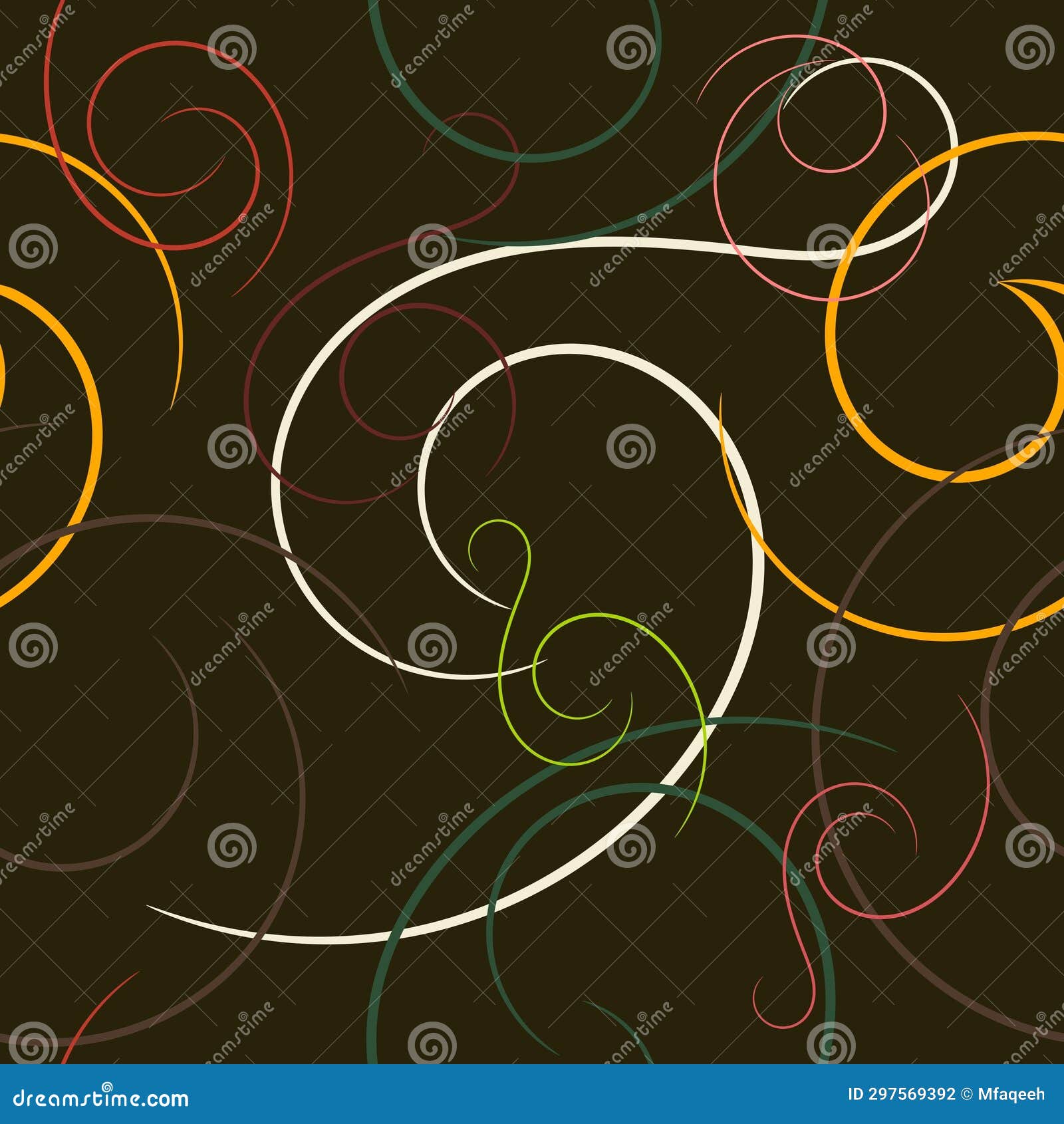 Abstract Soft Swirls with Dark Background Seamless Pattern Stock Vector ...