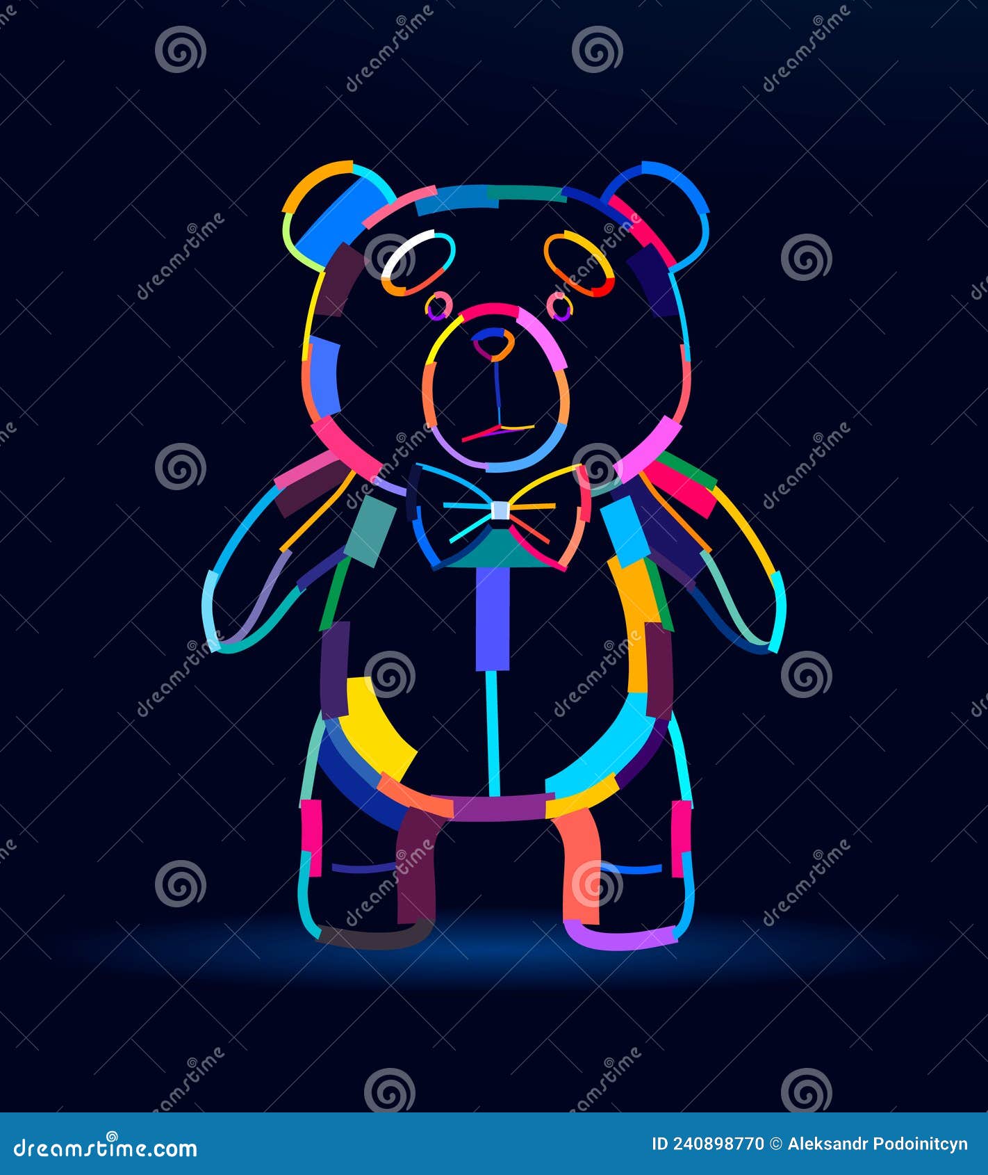 Abstract Soft Toy Teddy Bear from Multicolored Paints. Colored Drawing ...