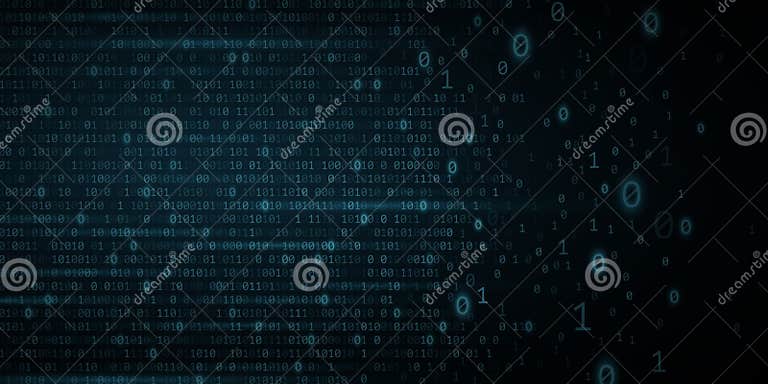 Abstract Software Binary Code Background. Random Glowing Programming Symbols in Motion. Digital ...