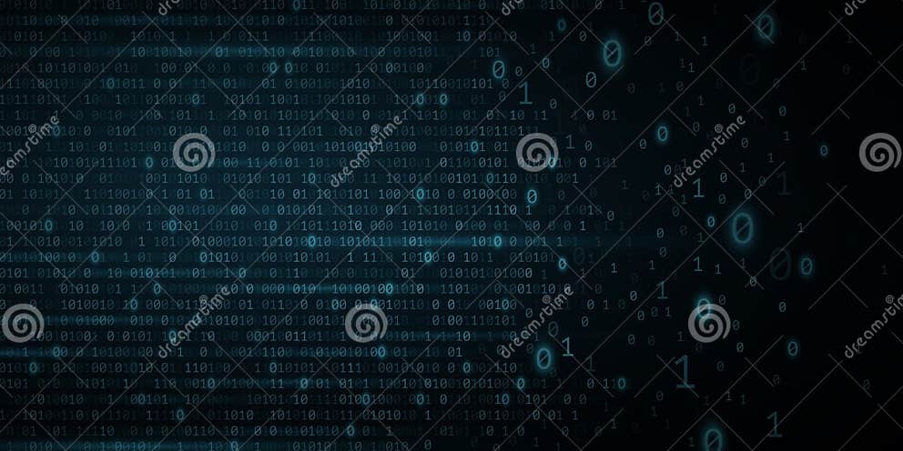 Abstract Software Binary Code Background. Random Glowing Programming Symbols in Motion. Digital ...