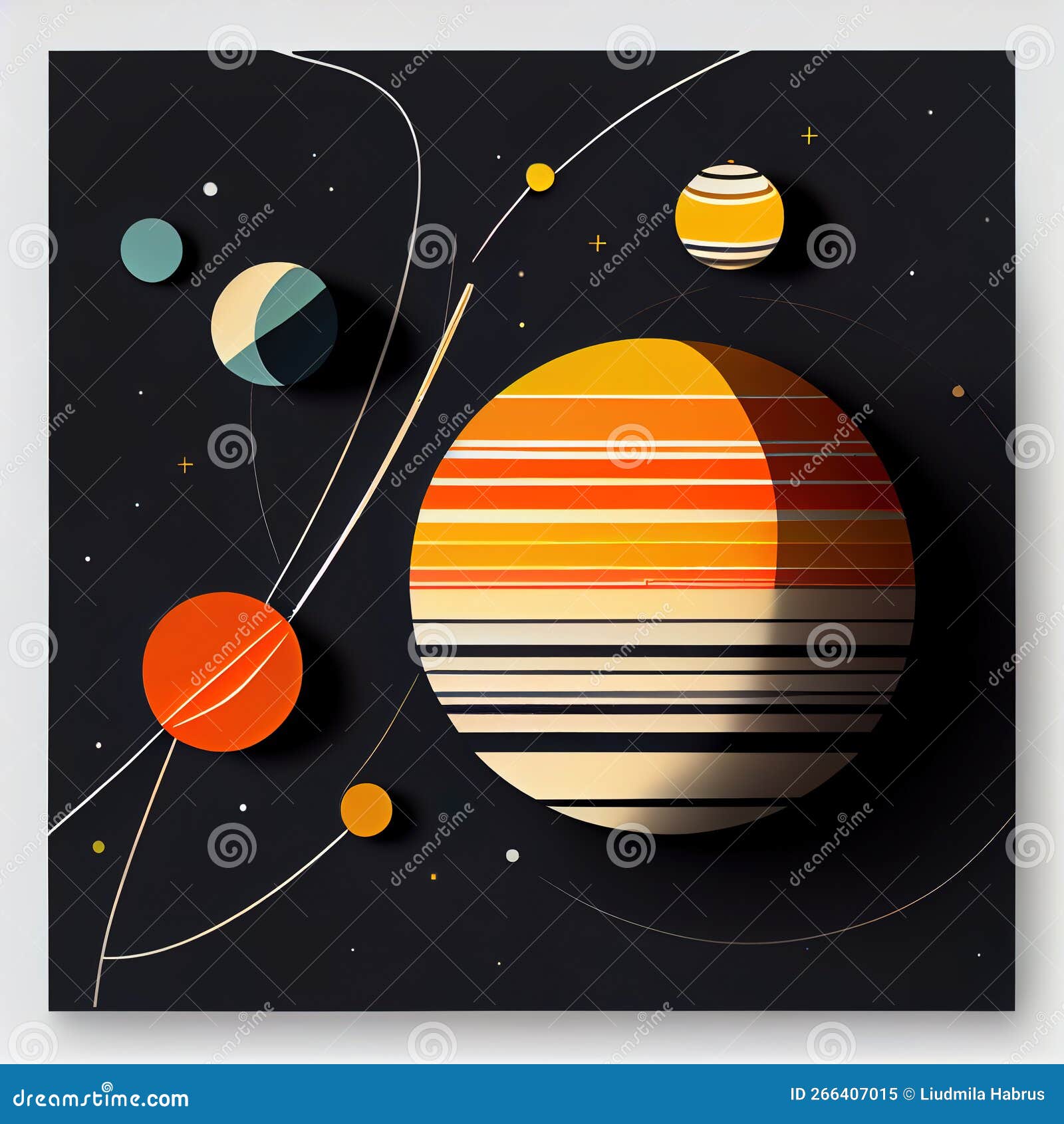 Abstract Solar System Minimalism. Generative AI Stock Illustration ...