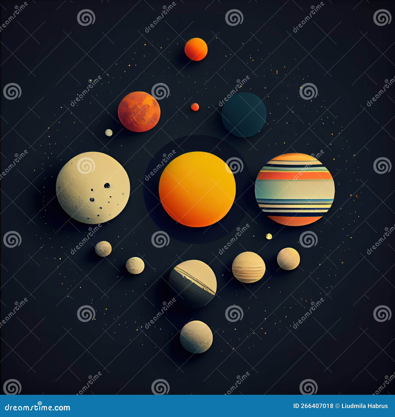 Abstract Solar System Minimalism. Generative AI Stock Illustration ...