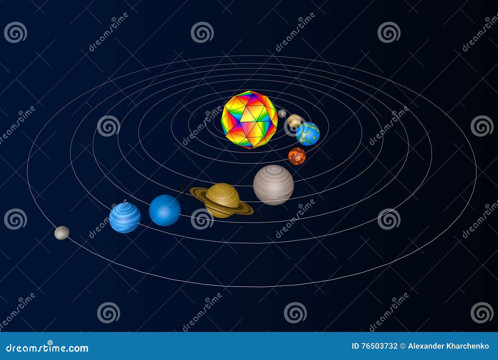 Abstract Solar System with Planets. 3d Rendering Stock Illustration ...