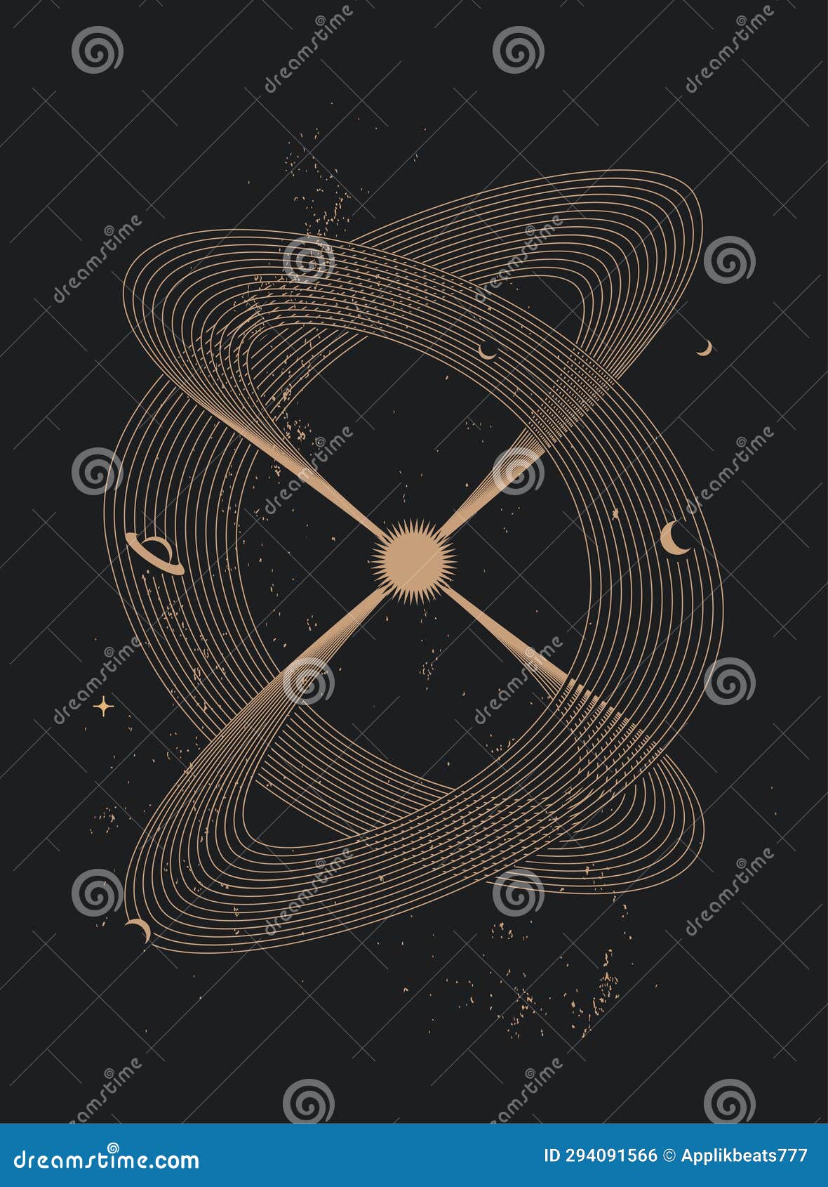 Abstract Solar System Poster or Card or Wall Art Print Design Template ...