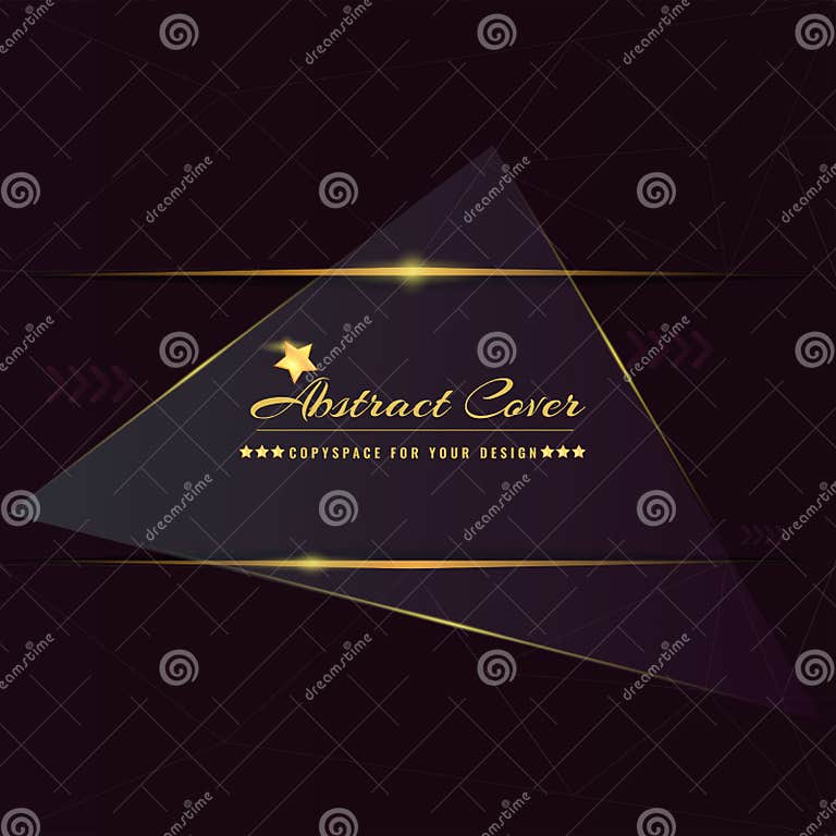 Abstract and Solid Dark Cover Design Template with Glowing Golden ...