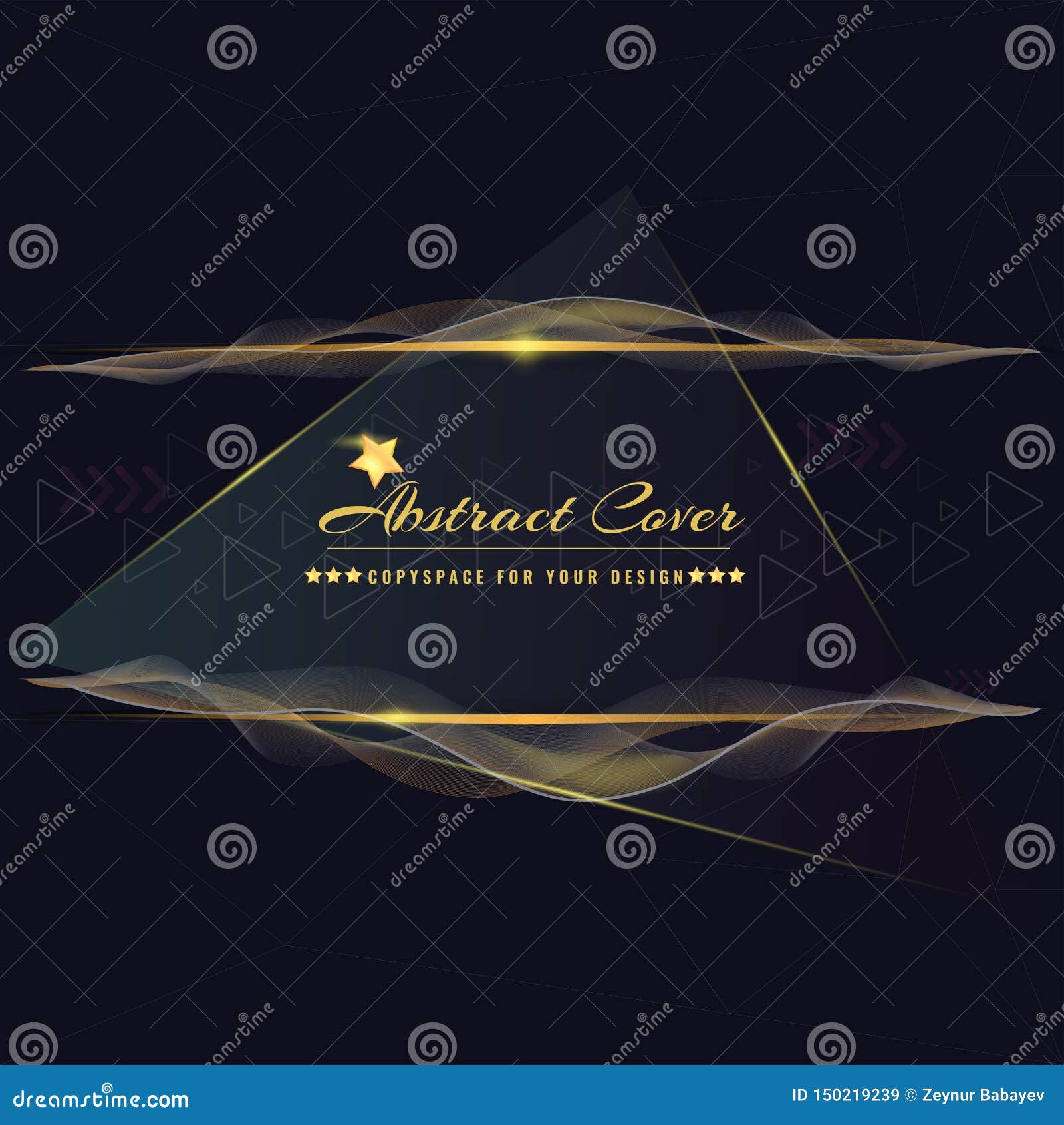 Abstract and Solid Dark Cover Design Template with Glowing Golden ...