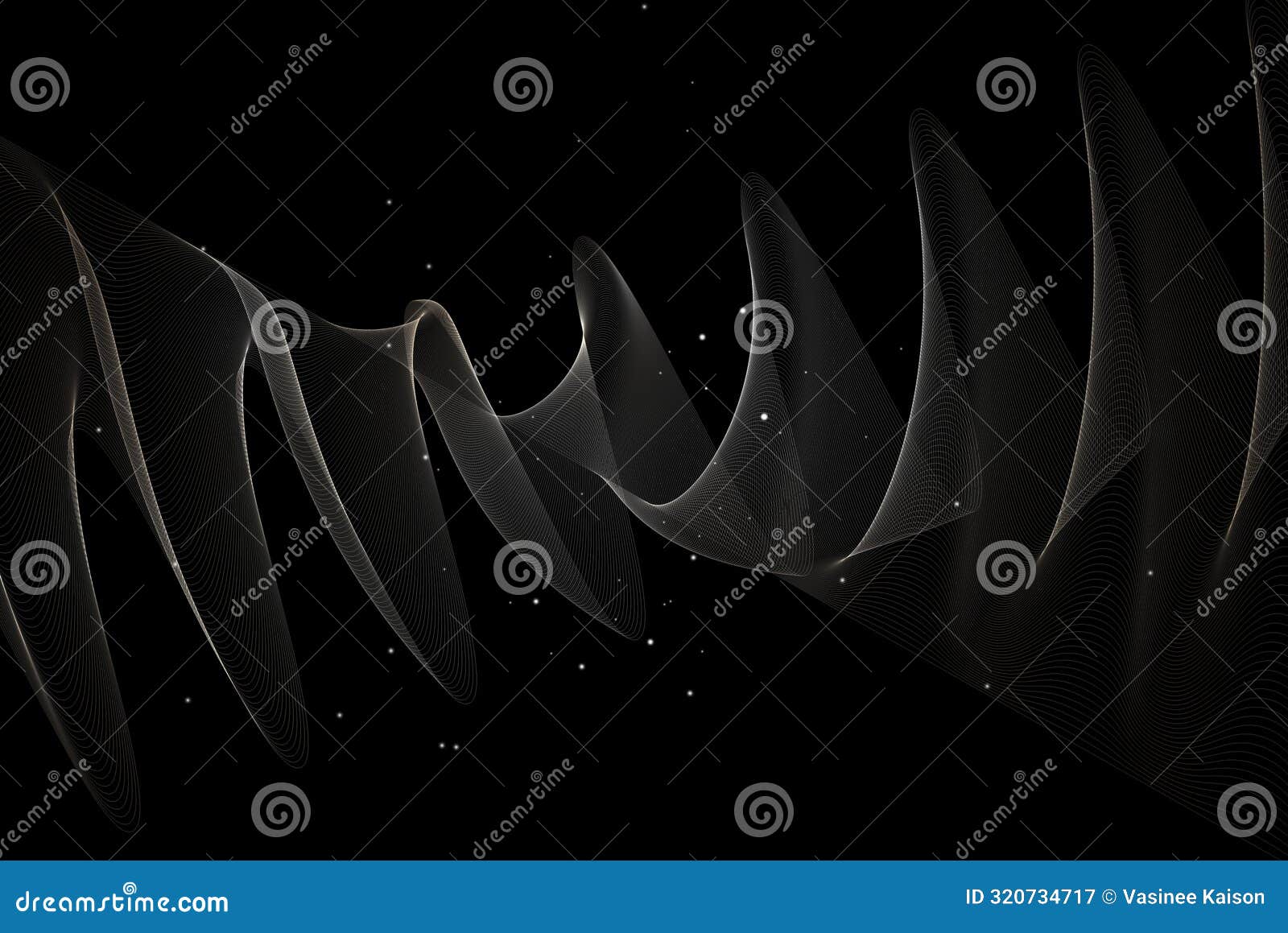Abstract Sonic Sound Waves, Gold Waves with a Black Background Stock ...