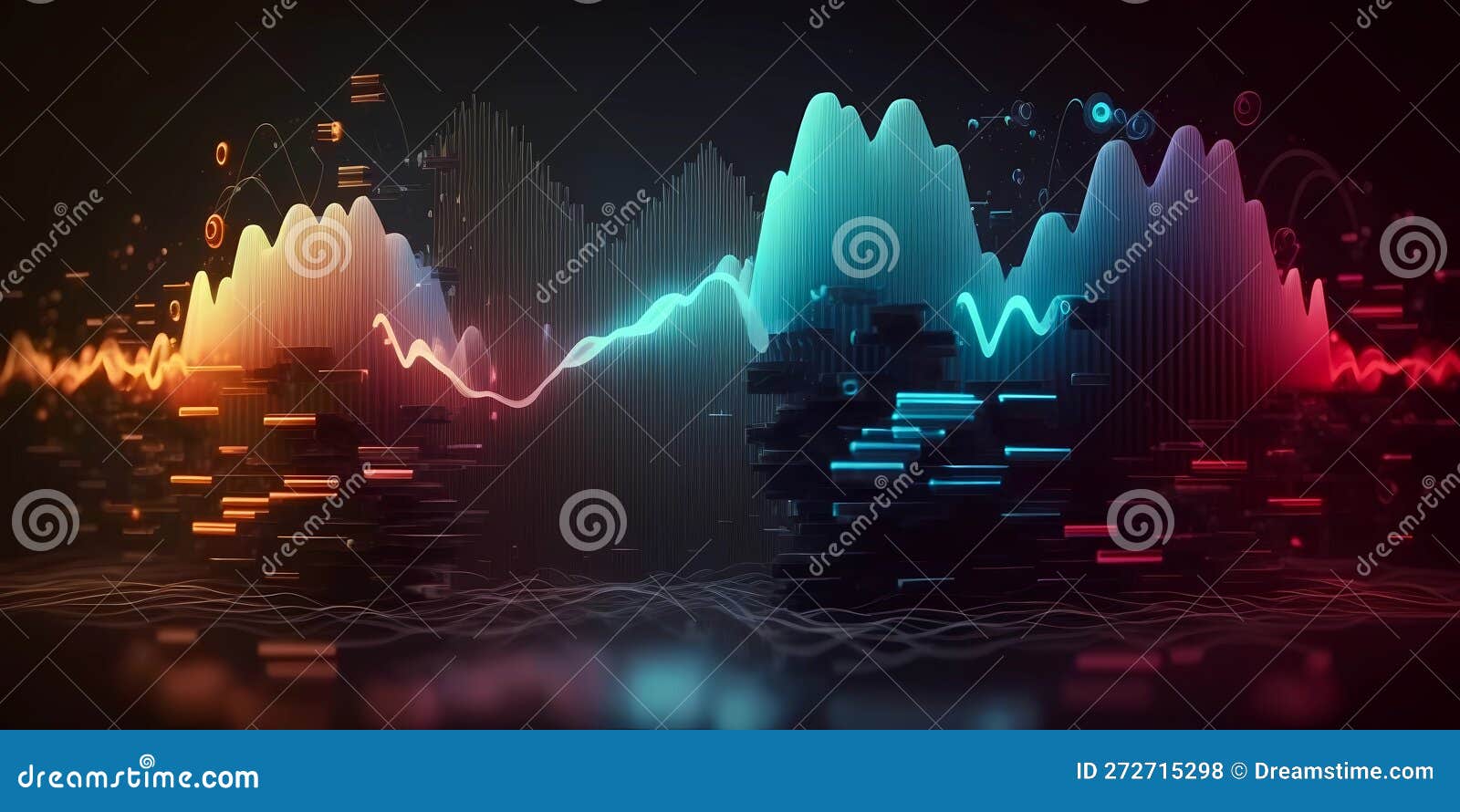 Abstract Sound Wave Visual Background. Dynamic Motion Soundwaves Neon ...
