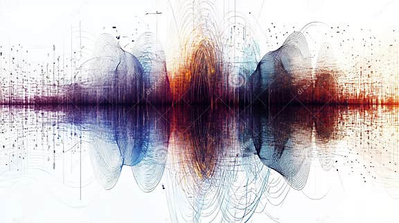 Abstract Sound Wave Visualizations in Vibrant Colors Reflecting on a Smooth Surface. Stock Photo ...