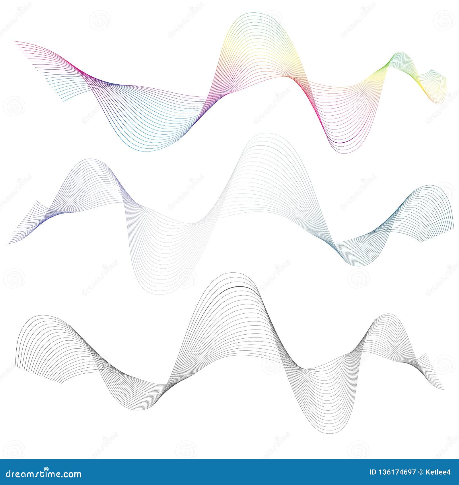 Abstract Soundwave Smooth Curved Lines Design Element Technological ...