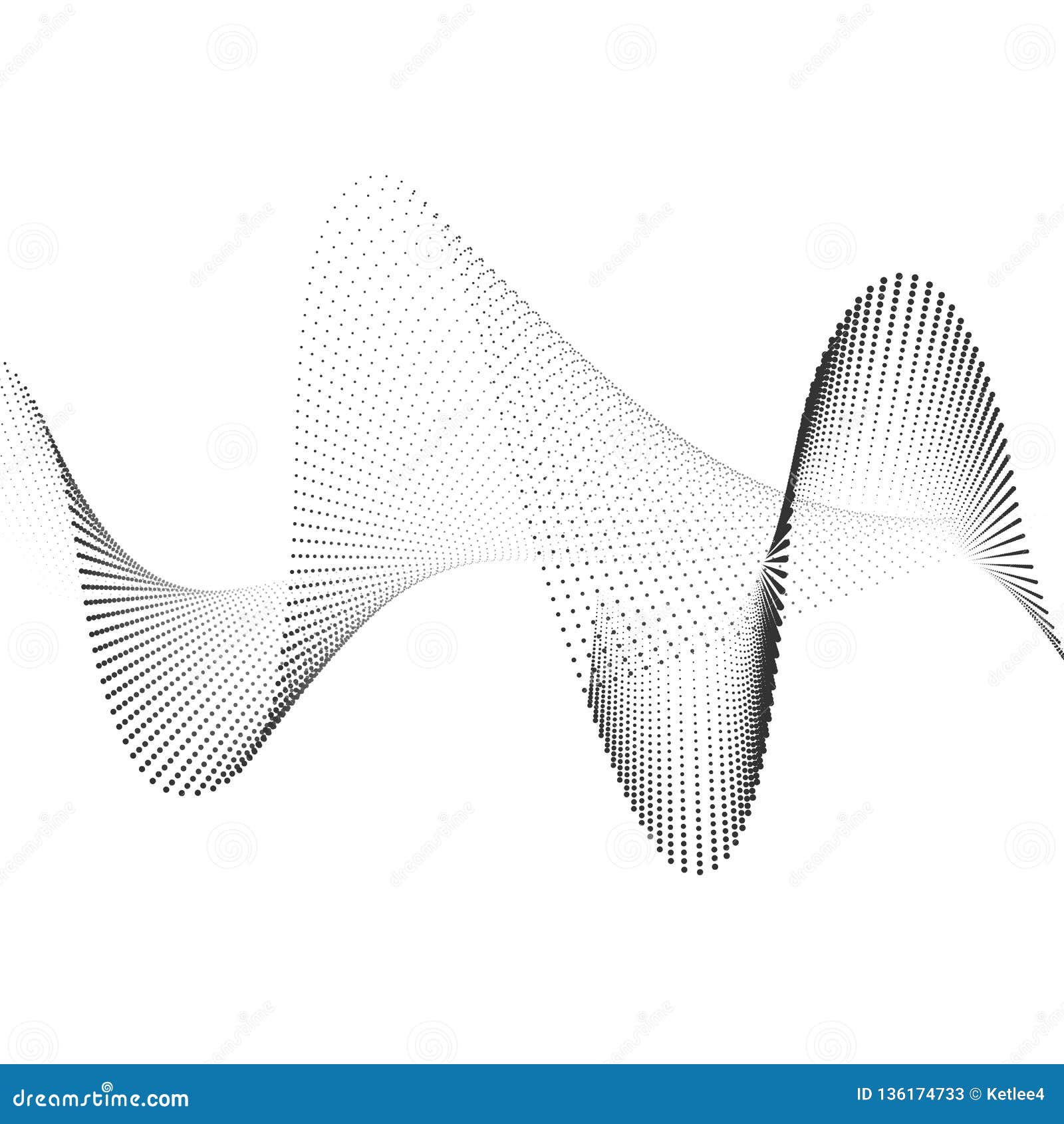 Abstract Soundwave Smooth Curved Lines from Dots Halftone Design ...