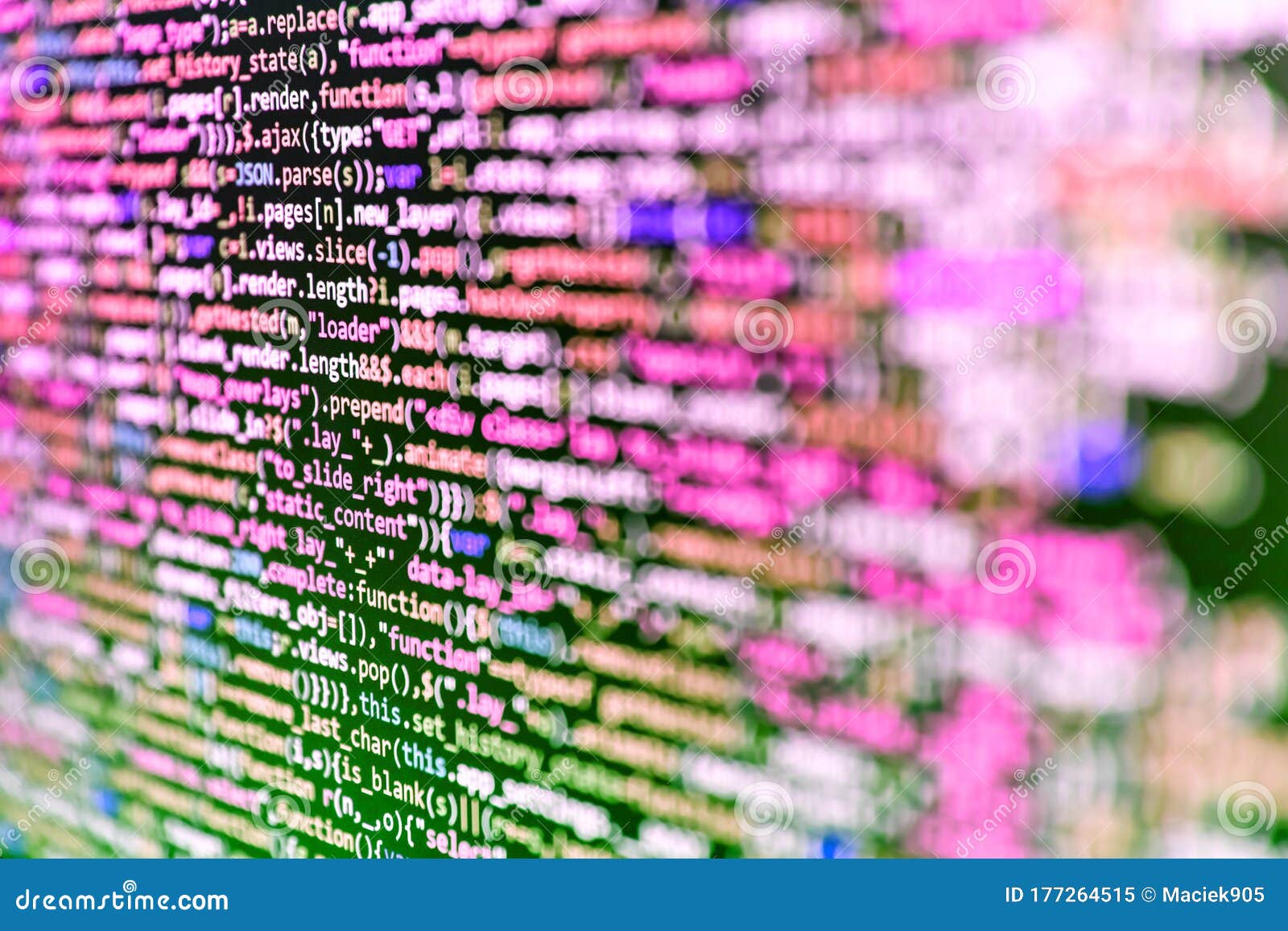 It Coding On Monitor Screen Html Markup Language Closeup Programming Code Close Up Of Script