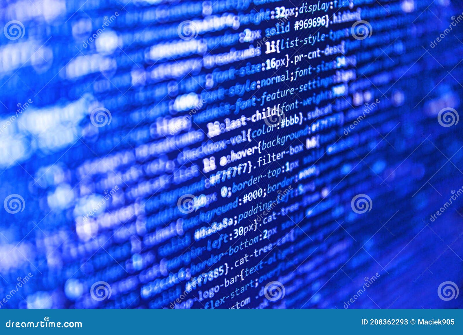 Abstract Source Code Background Data Bits Computer Bits Shadow And Dark Vignette Effect Stock