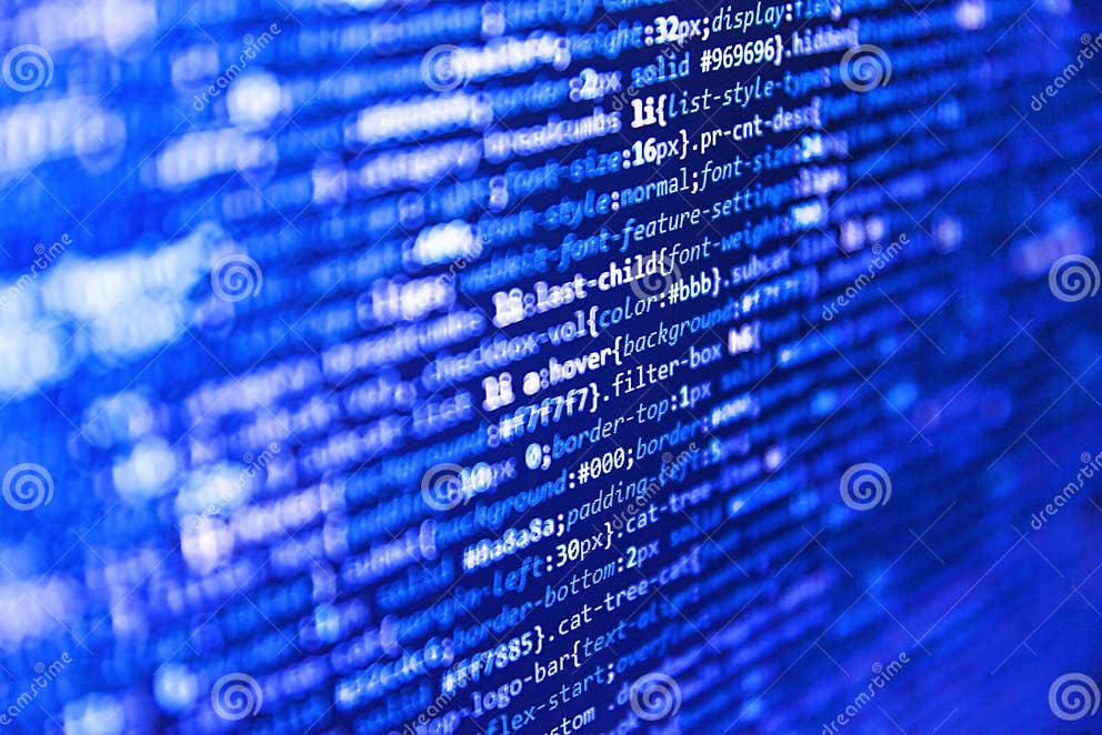 Abstract Source Code Background. Data Bits Computer Bits, Shadow and Dark Vignette Effect Stock ...